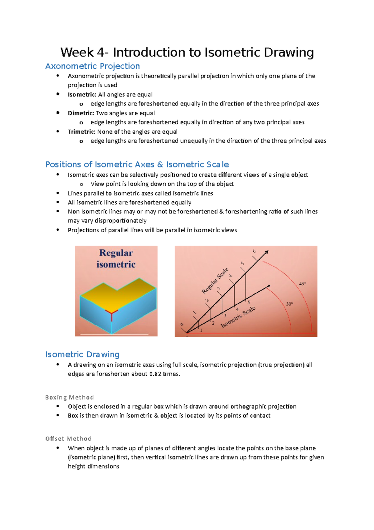 W4-Isometric Drawing - Week 4- Introduction to Isometric Drawing Axonometric Projection - Studocu
