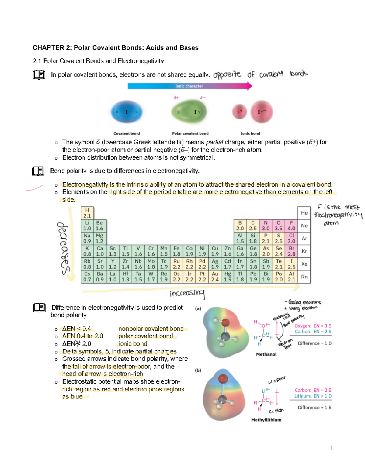 CH 2 notes - Chapter 2 - CHAPTER 2 : Polar Covalent Bonds: Acids and ...