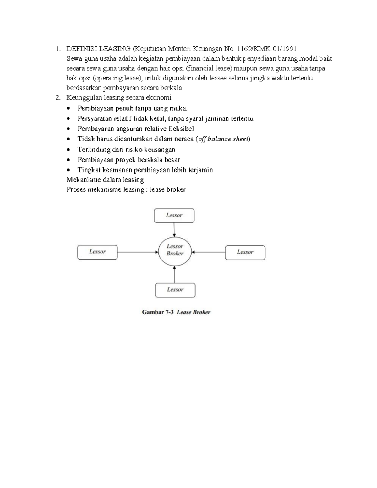 Rangkuman BANK Lembaga Keuangan - DEFINISI LEASING (Keputusan Menteri Keuangan No. 1169/KMK ...