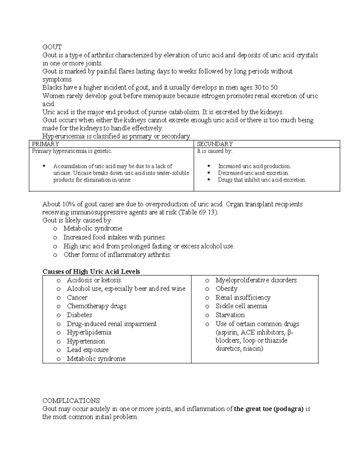 GOUT lesson ch 69 - GOUT Gout is a type of arthritis characterized by ...
