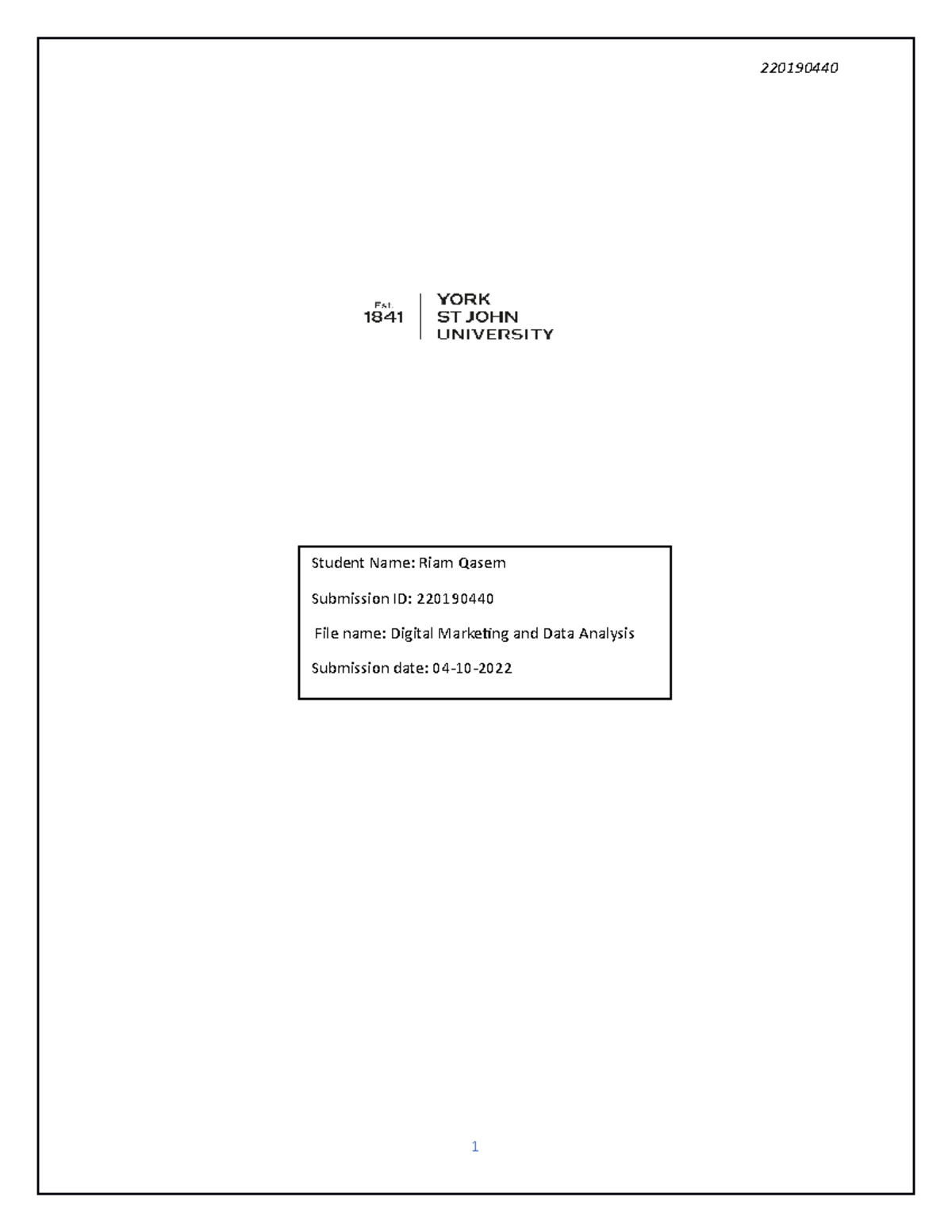 53953 RIAM Qasem assessment 1250758 1660981657 - Student Name: Riam ...