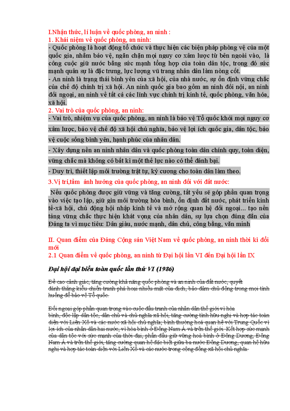 LSD tt - asd - Iận thức, lí luận về quốc phòng, an ninh : 1. Khái niệm về quốc phòng, an ninh ...