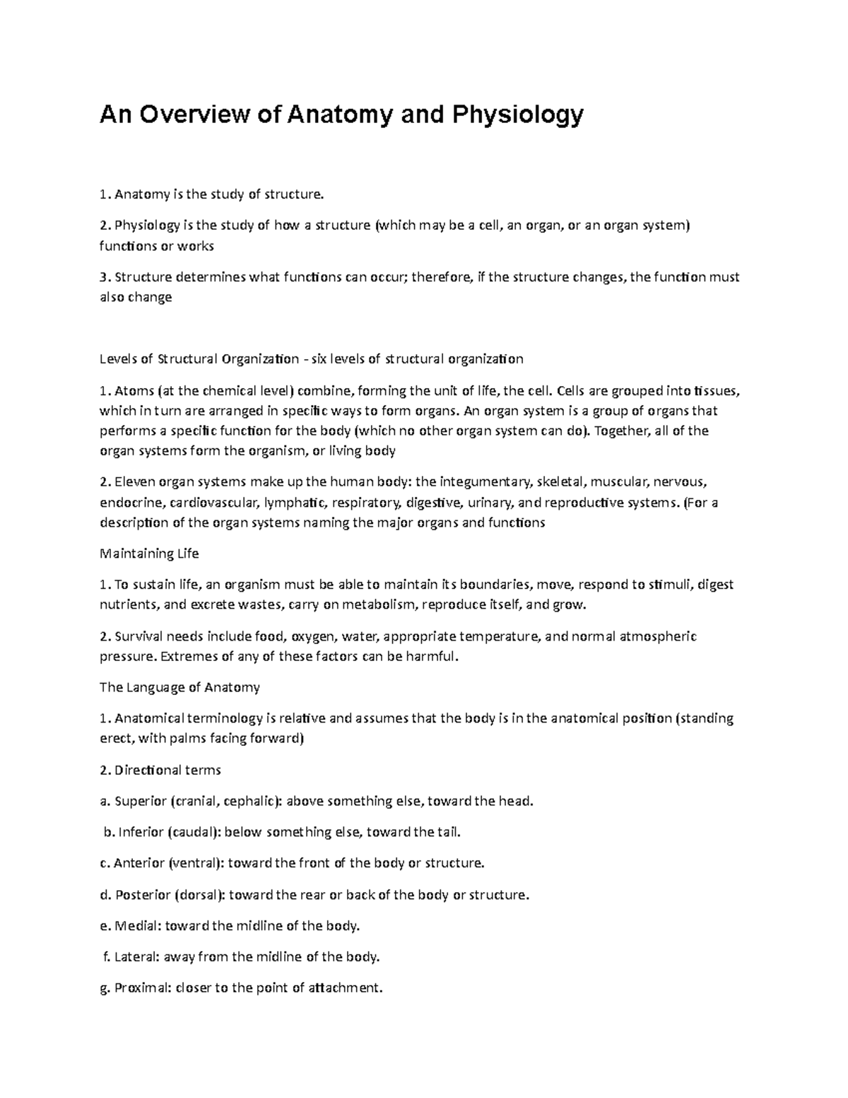 An Overview of Anatomy and Physiology - An Overview of Anatomy and ...