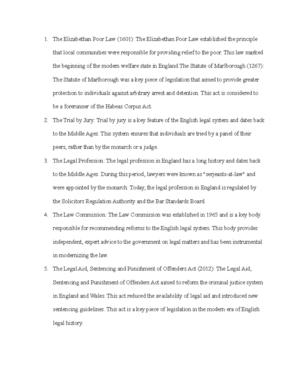 English Legal History Notes Part 3 The Elizabethan Poor Law 1601