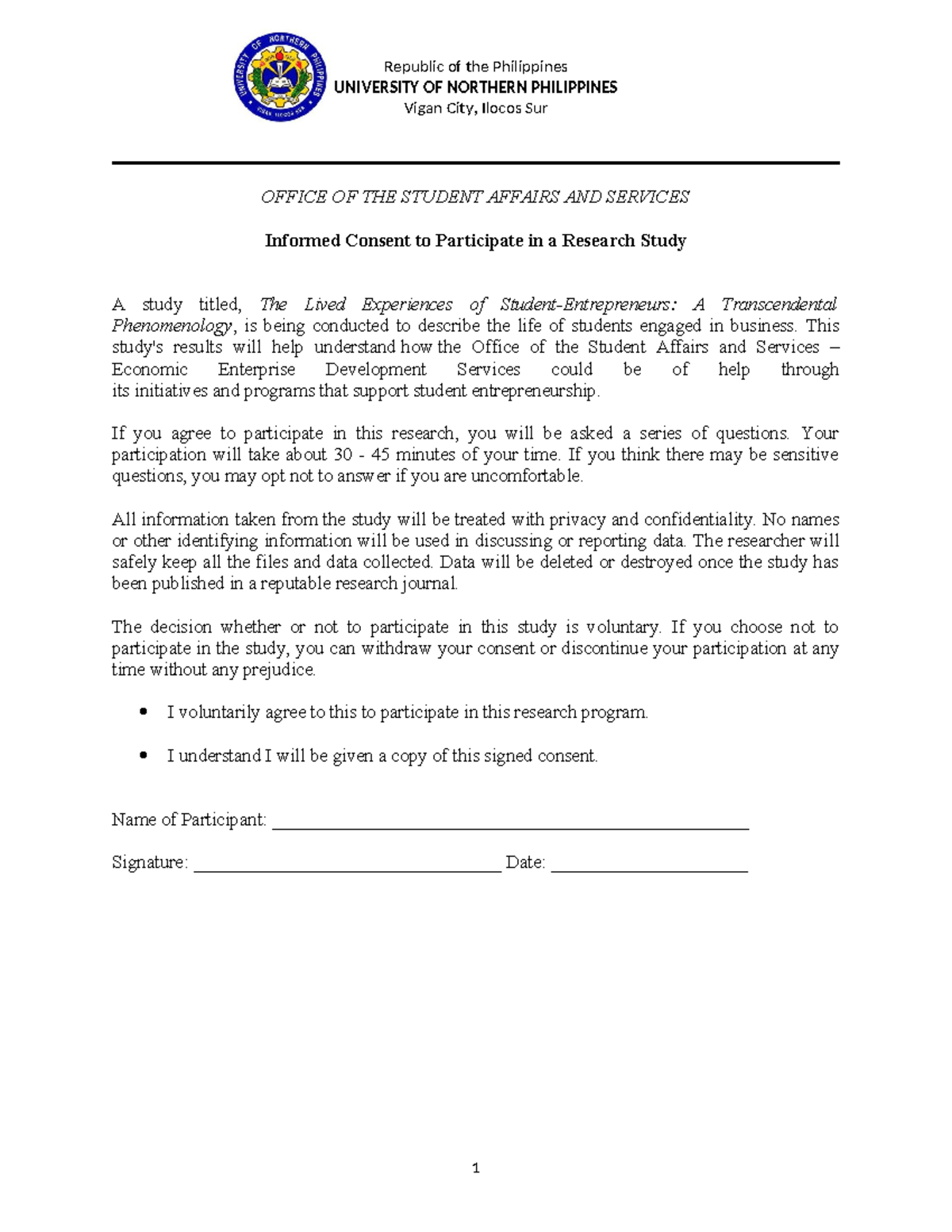 2Informed-Consent-form - Republic of the Philippines UNIVERSITY OF ...