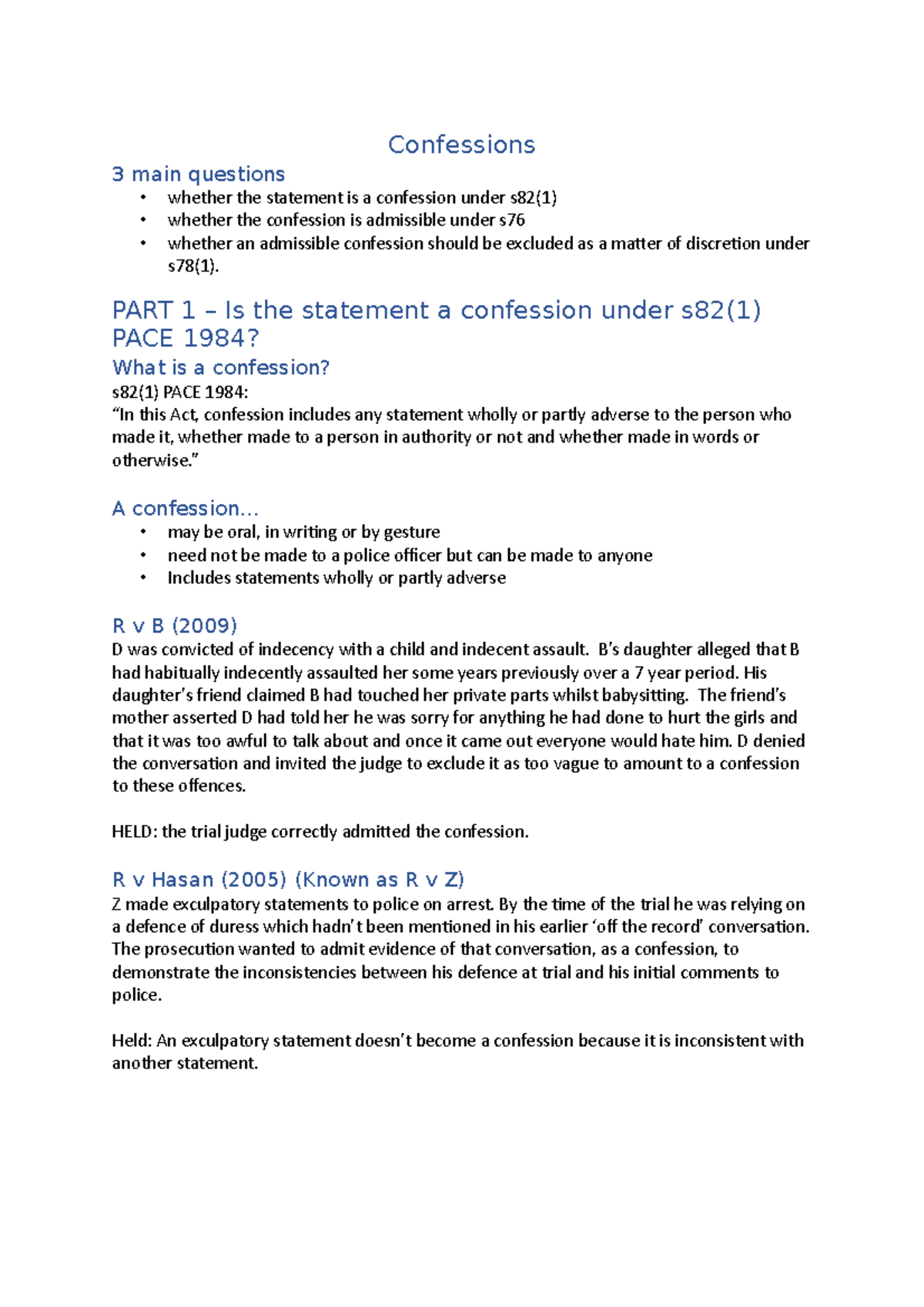 Confessions Notes - Confession EPA - Confessions 3 main questions ...
