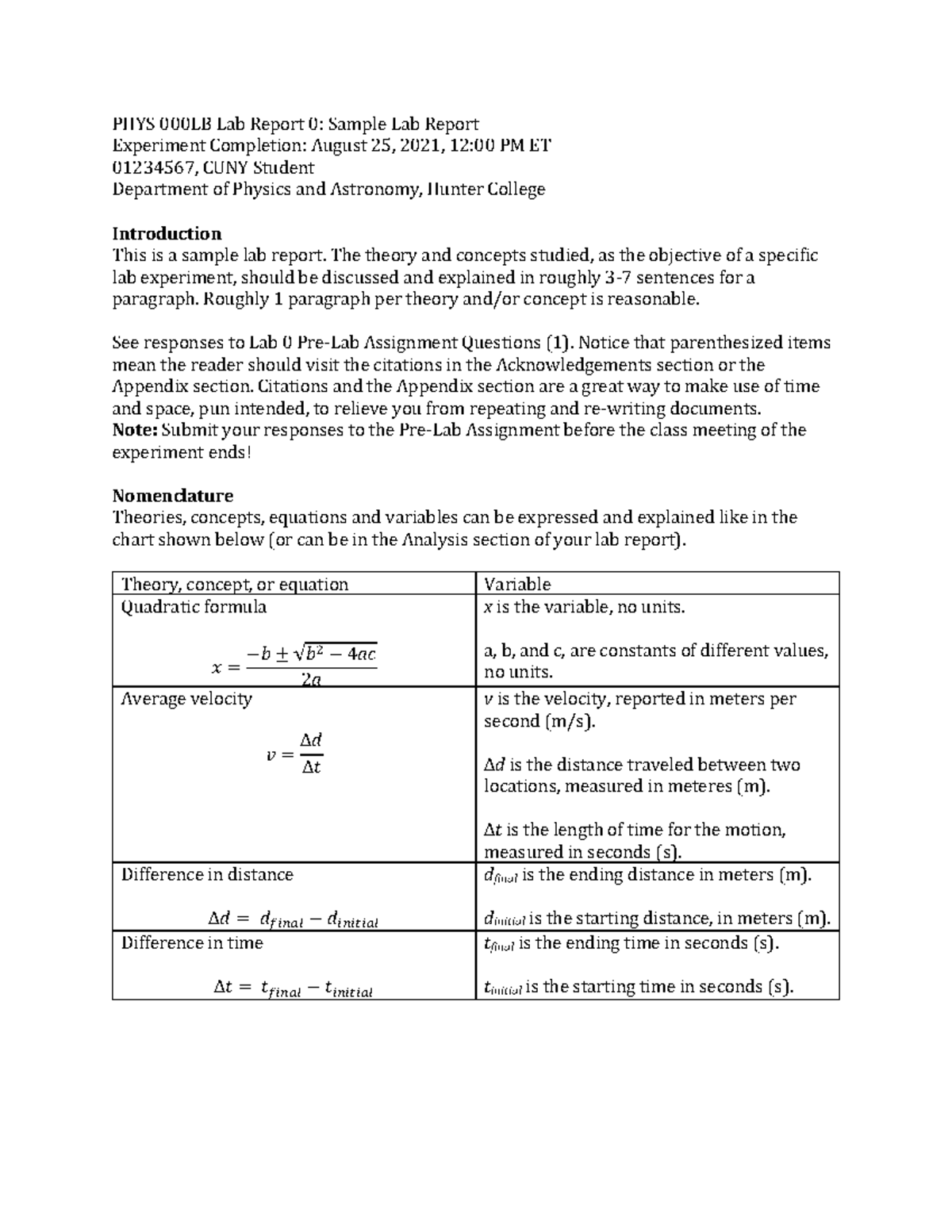 Sample Lab Report 1L14 PHYS 110LB-1Sample Lab Report 1L14 PHYS 110LB-1 ...