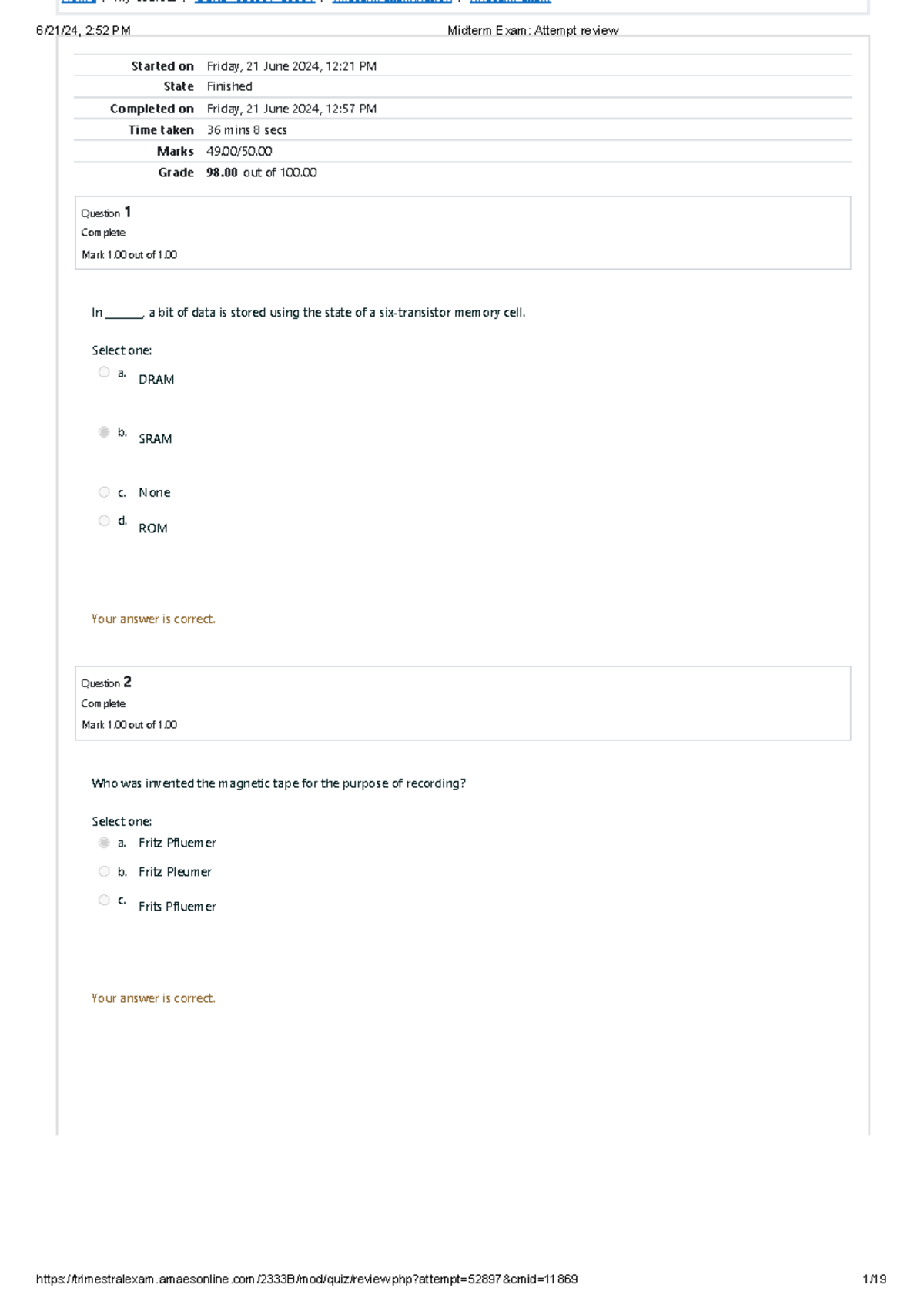 Midterm Exam Attempt embedded system - Home / My courses / UGRD CS6397 ...
