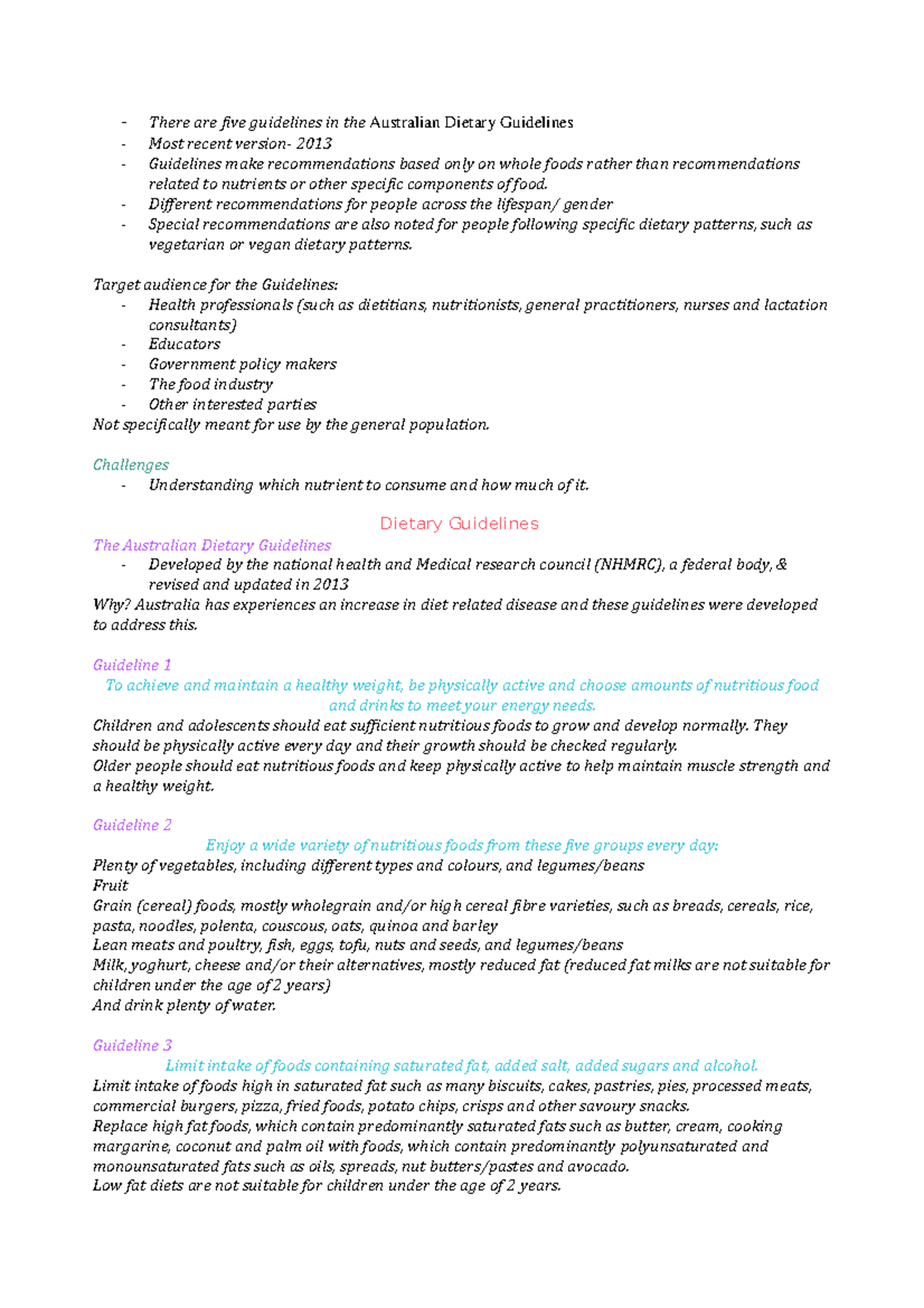 5-Dietary Guidelines - Lecture notes 5 - There are five guidelines in ...
