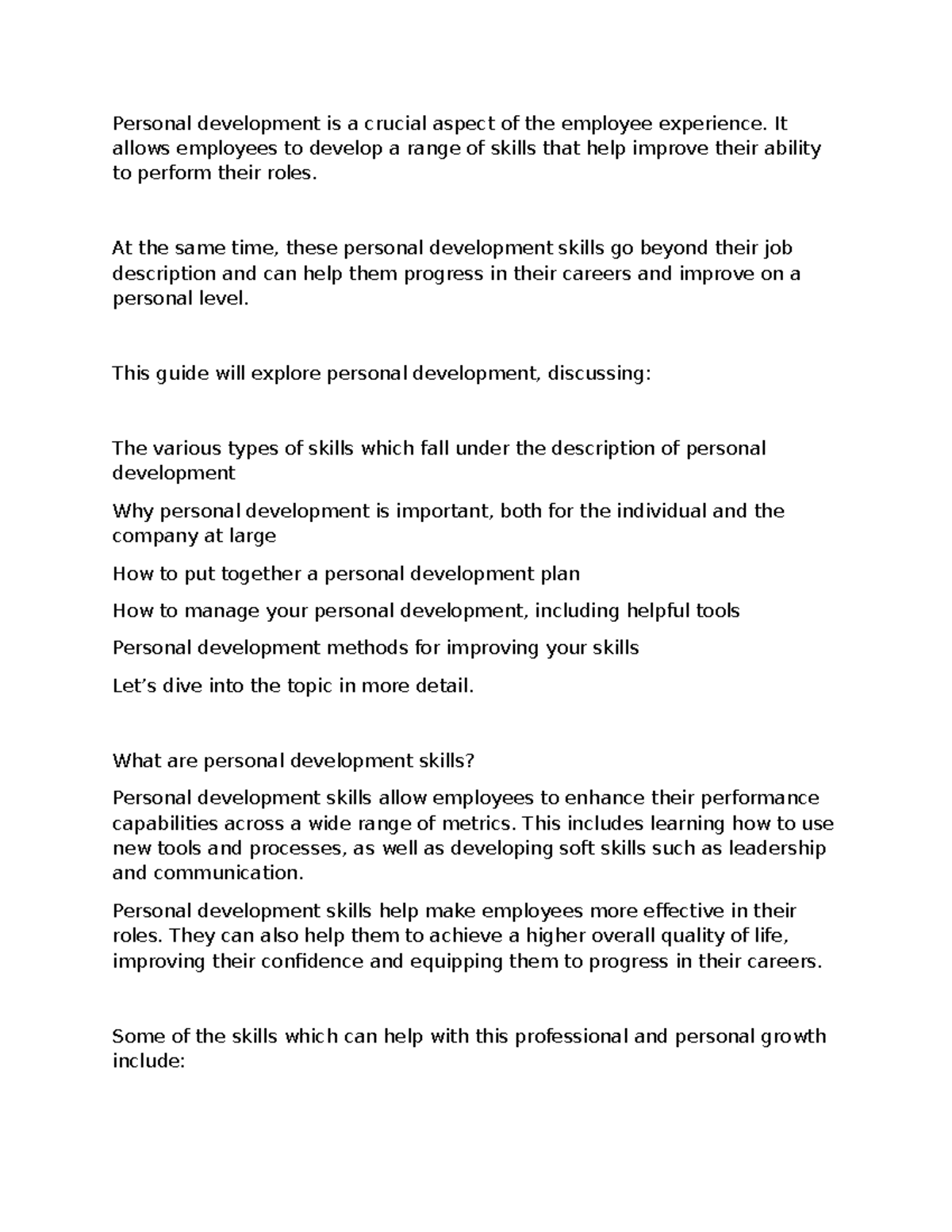 Document - Lecture Notes - Personal development is a crucial aspect of ...