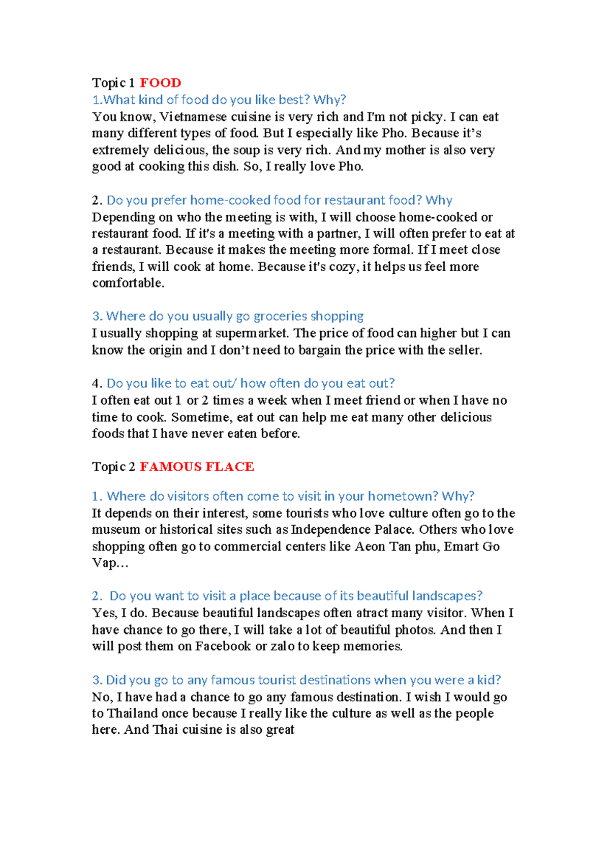 Topic 1 FOOD - rrrr - Topic 1 FOOD 1 kind of food do you like best? Why ...