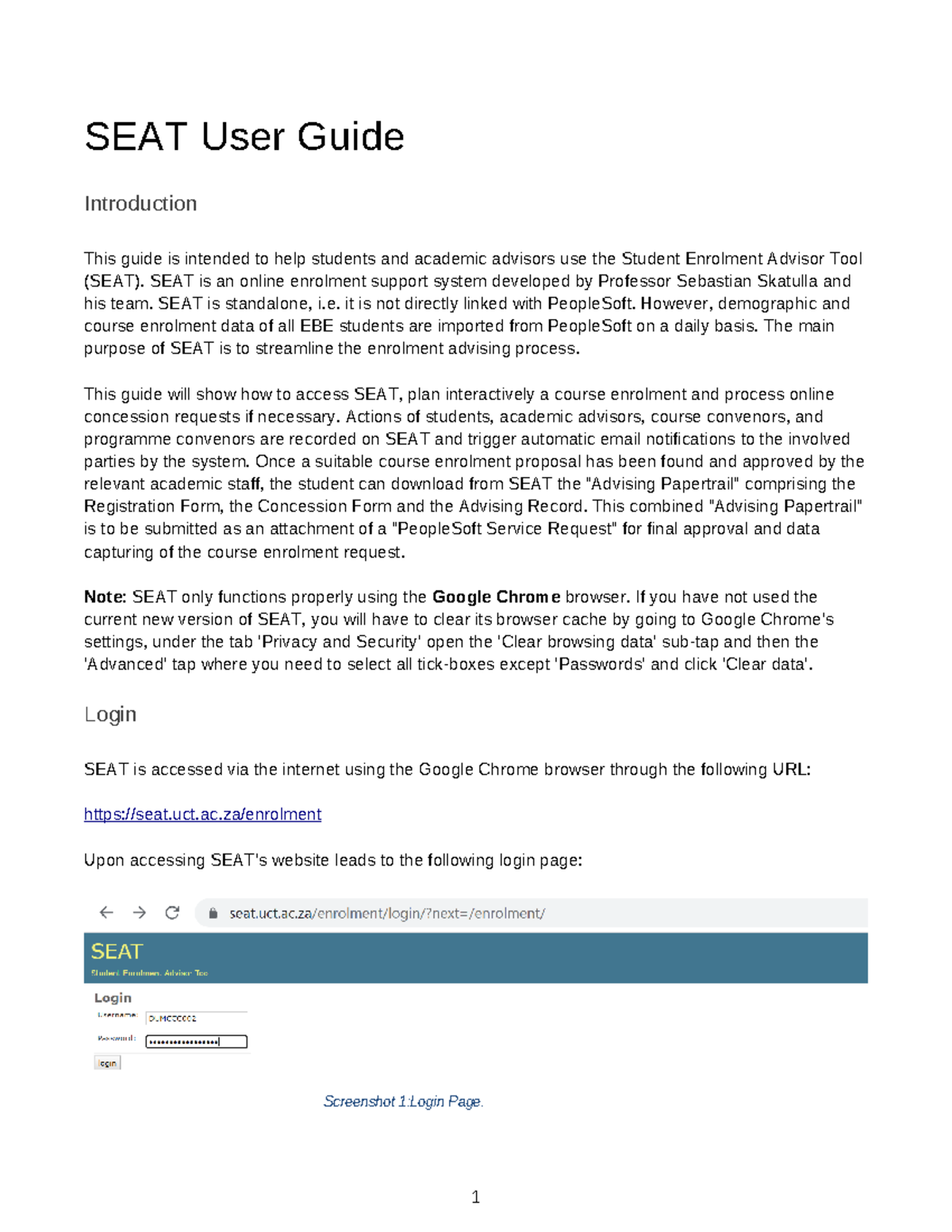 SEAT Guide - SEAT User Guide Introduction This guide is intended to ...