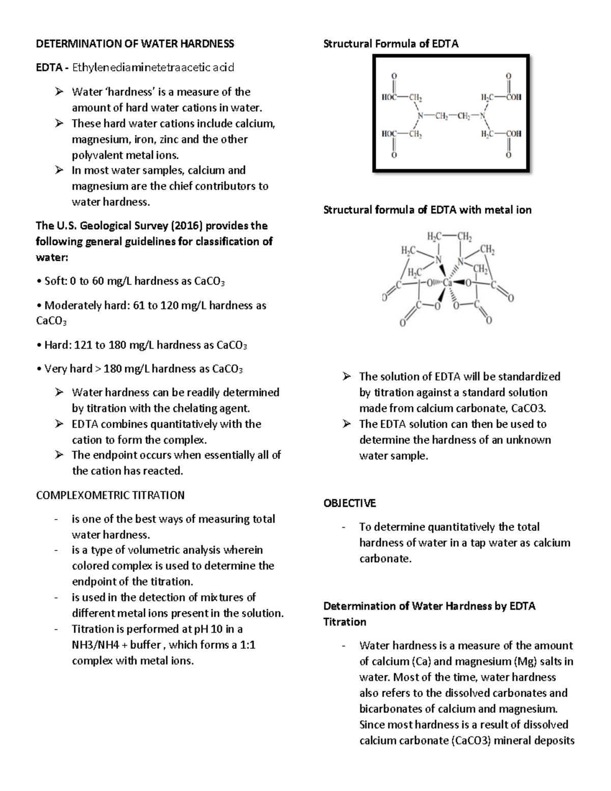 Experiment 5 - lectures - DETERMINATION OF WATER HARDNESS EDTA ...