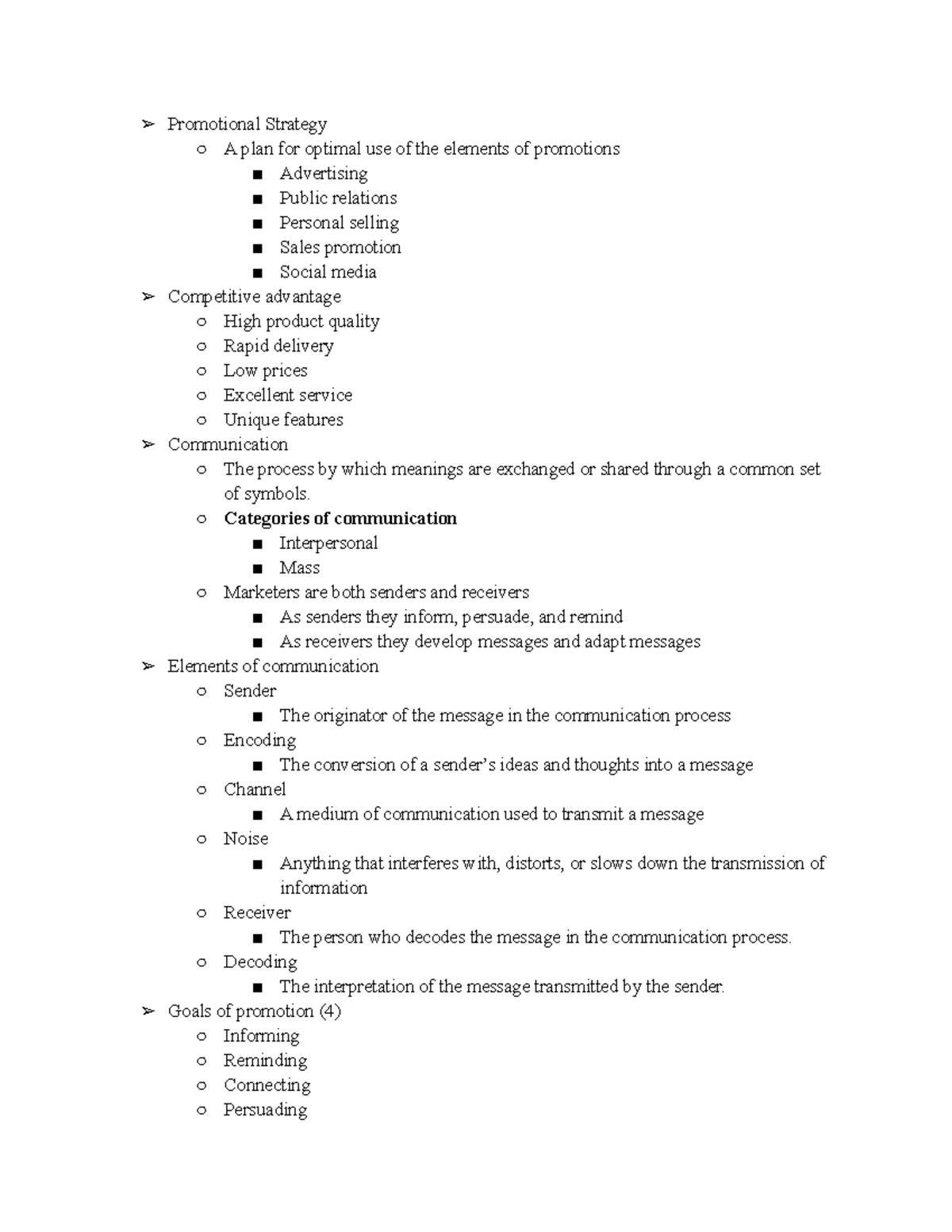 Chapter 15 - Notes - Promotional Strategy A plan for optimal use of the ...