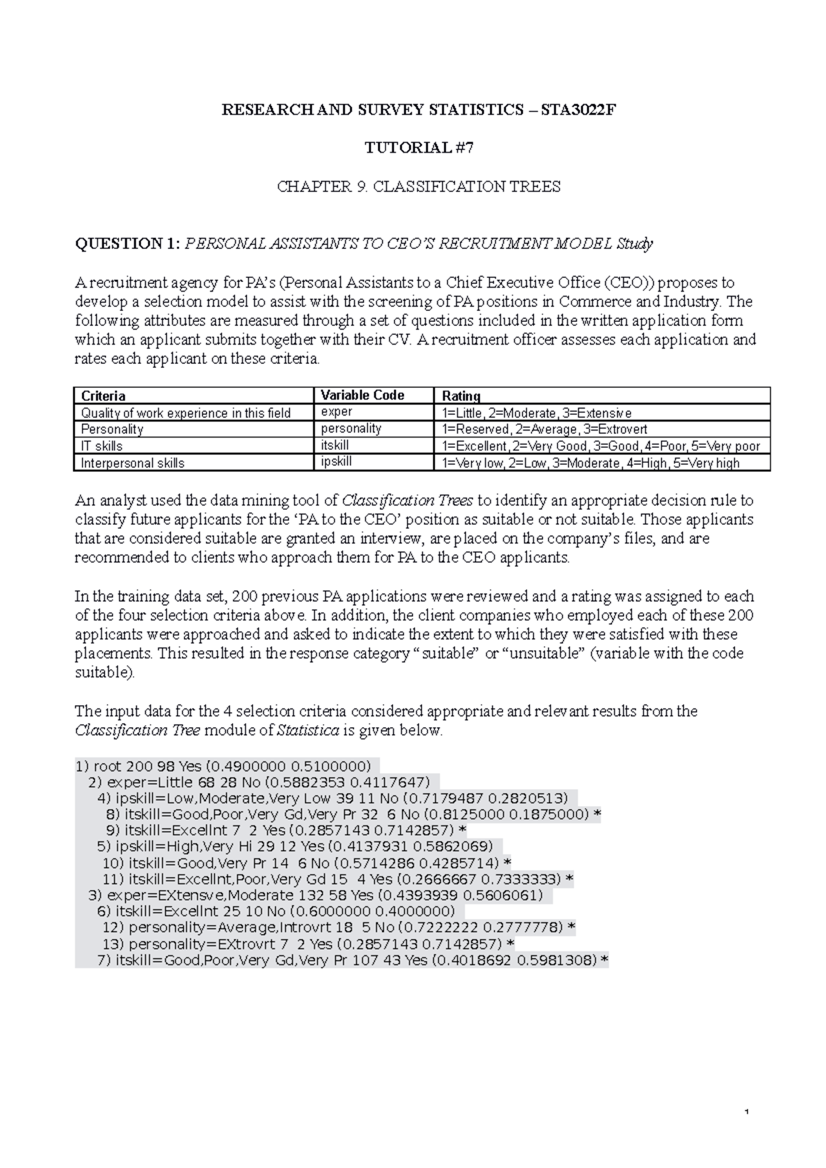 Tutorial 7-Classification Trees - RESEARCH AND SURVEY STATISTICS ...