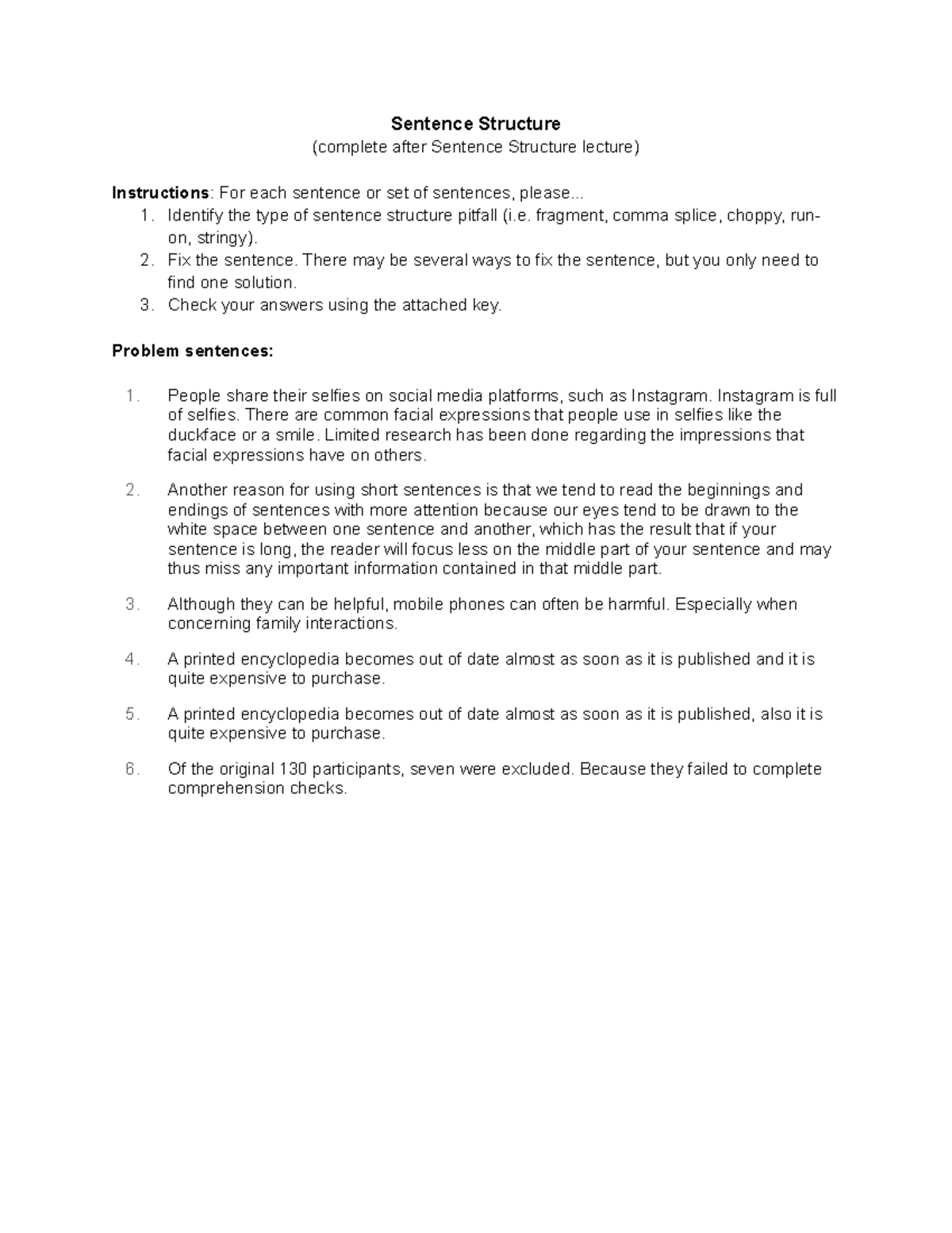 Sentence Structure - Academic English first Lecture - Sentence ...