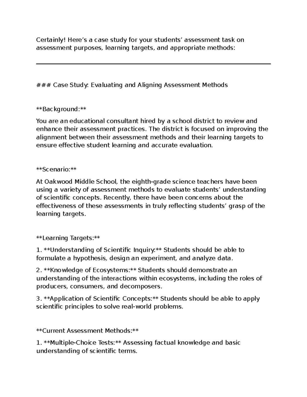 Case study for my students - Certainly! Here’s a case study for your ...