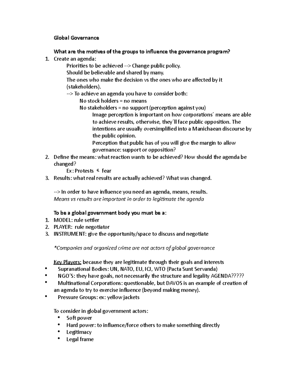 Global governance-models - Global Governance What are the motives of ...
