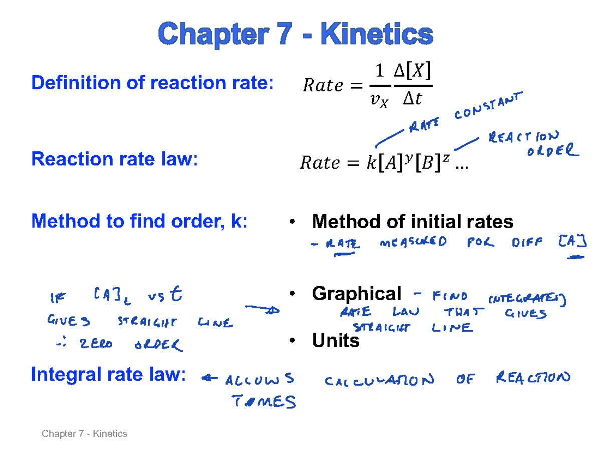 Nov17 annotated - practice - Definition of reaction rate: !"#$ = 1 '! ∆ ...