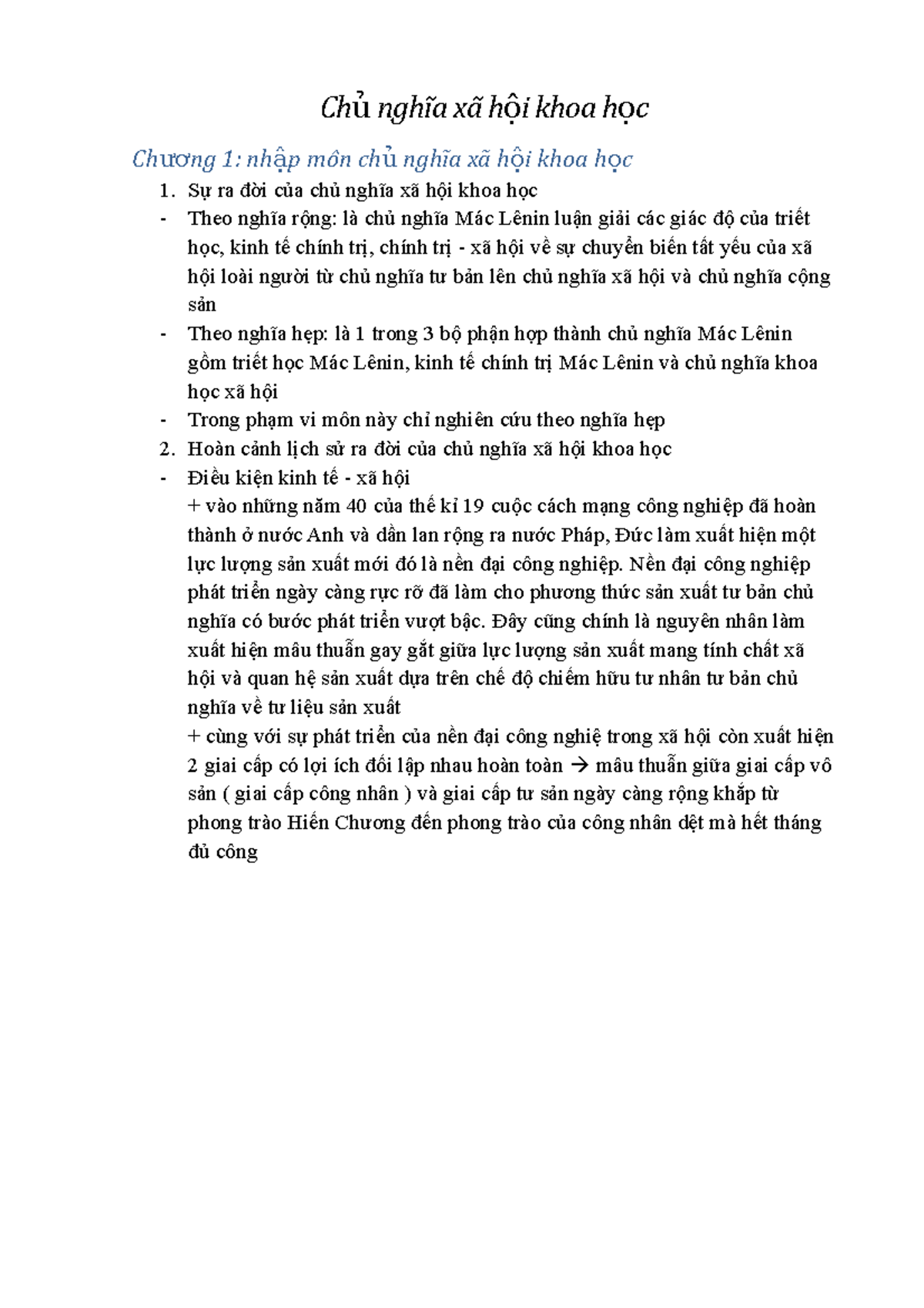 Chủ nghĩa xã hội khoa học - Chủ nghĩa xã h i khoa h cộ ọ Ch ương 1: nh p môn ch ậ ủ nghĩa xã h ...