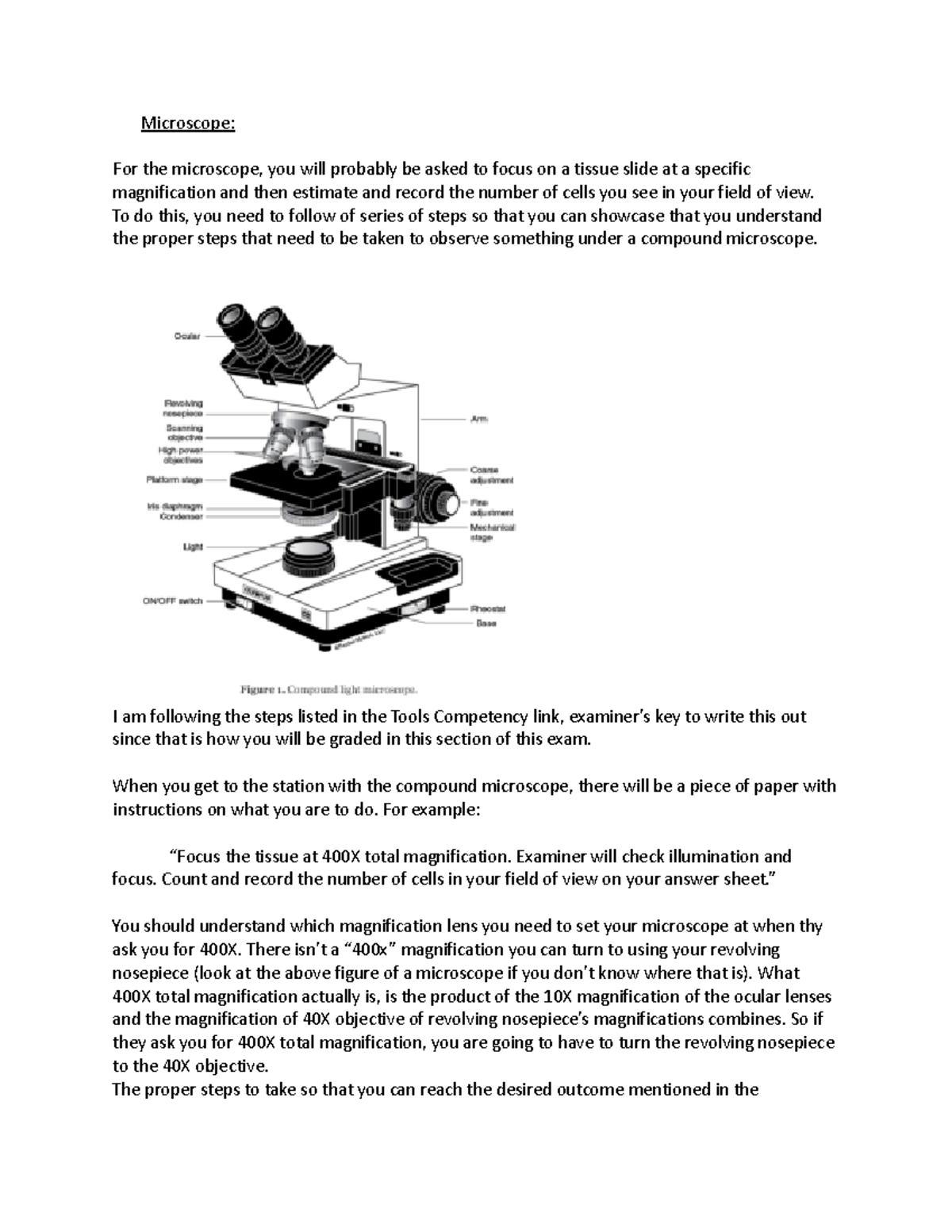 Microscope - Microscope: For the microscope, you will probably be asked ...