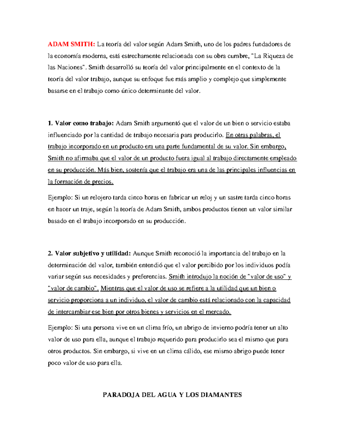 Asesoria - Teoria del valor - ADAM SMITH: La teoría del valor según ...