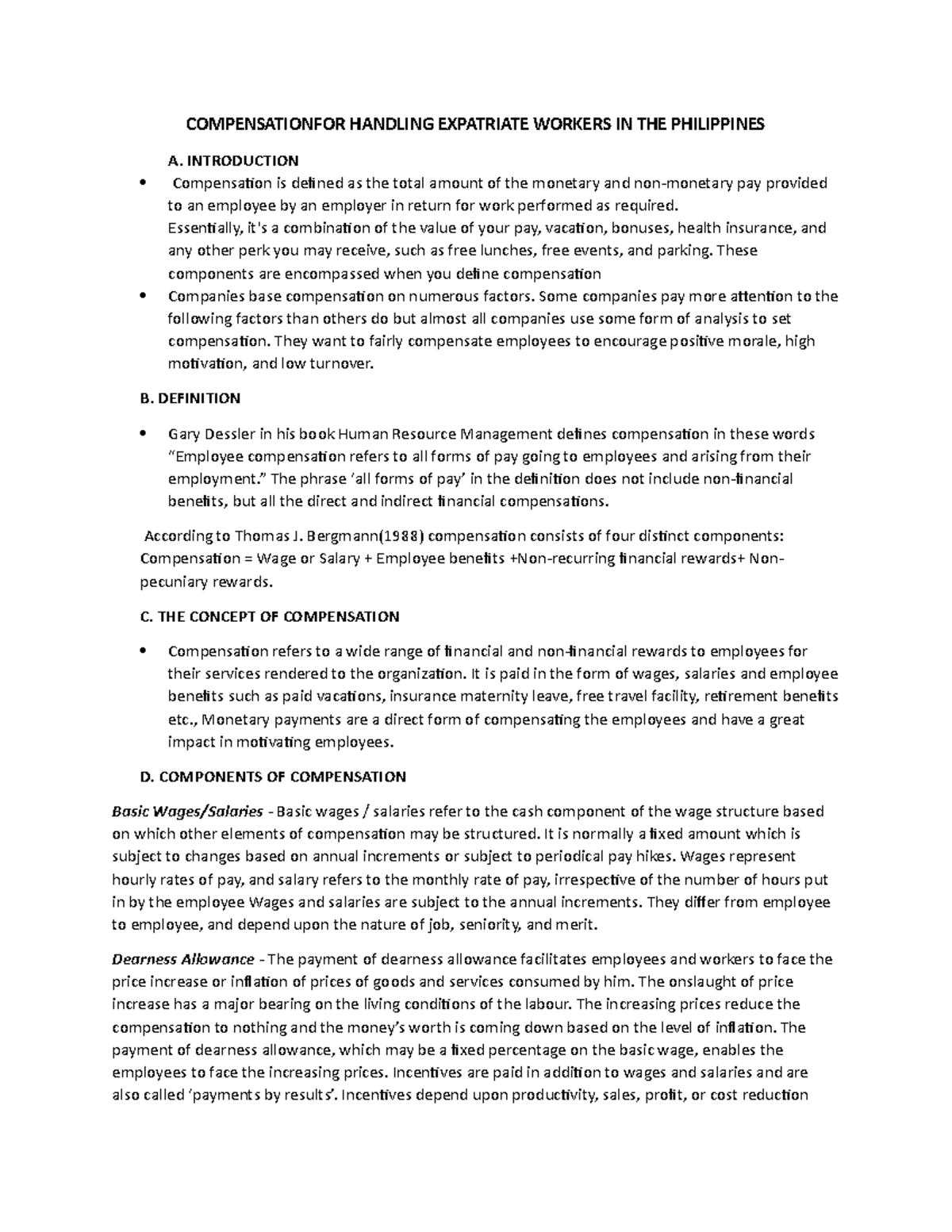 Compensationfor Handling Expatriate Workers - COMPENSATIONFOR HANDLING ...