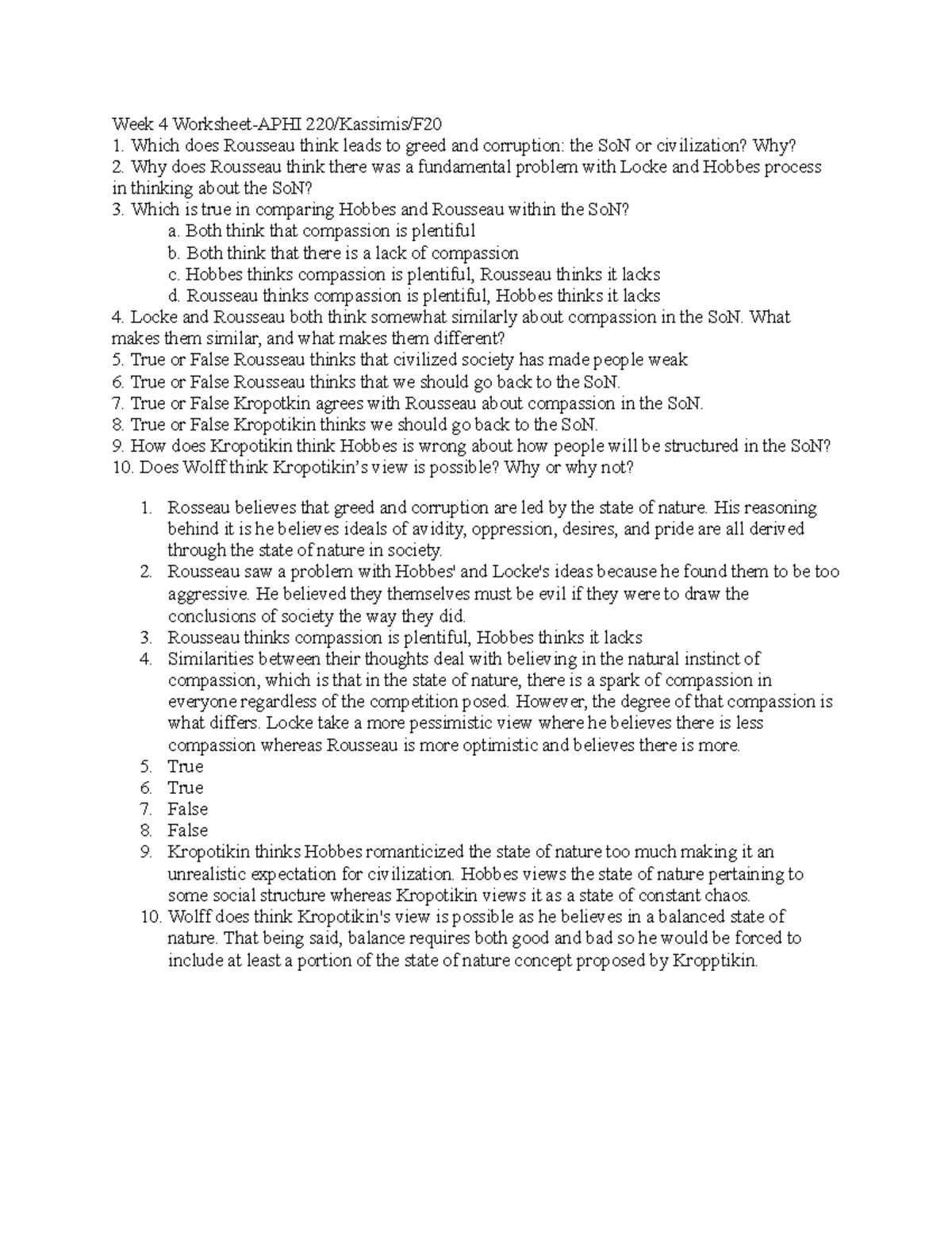 Week 4 Worksheet - Week 4 Worksheet-APHI 220/Kassimis/F Which does ...