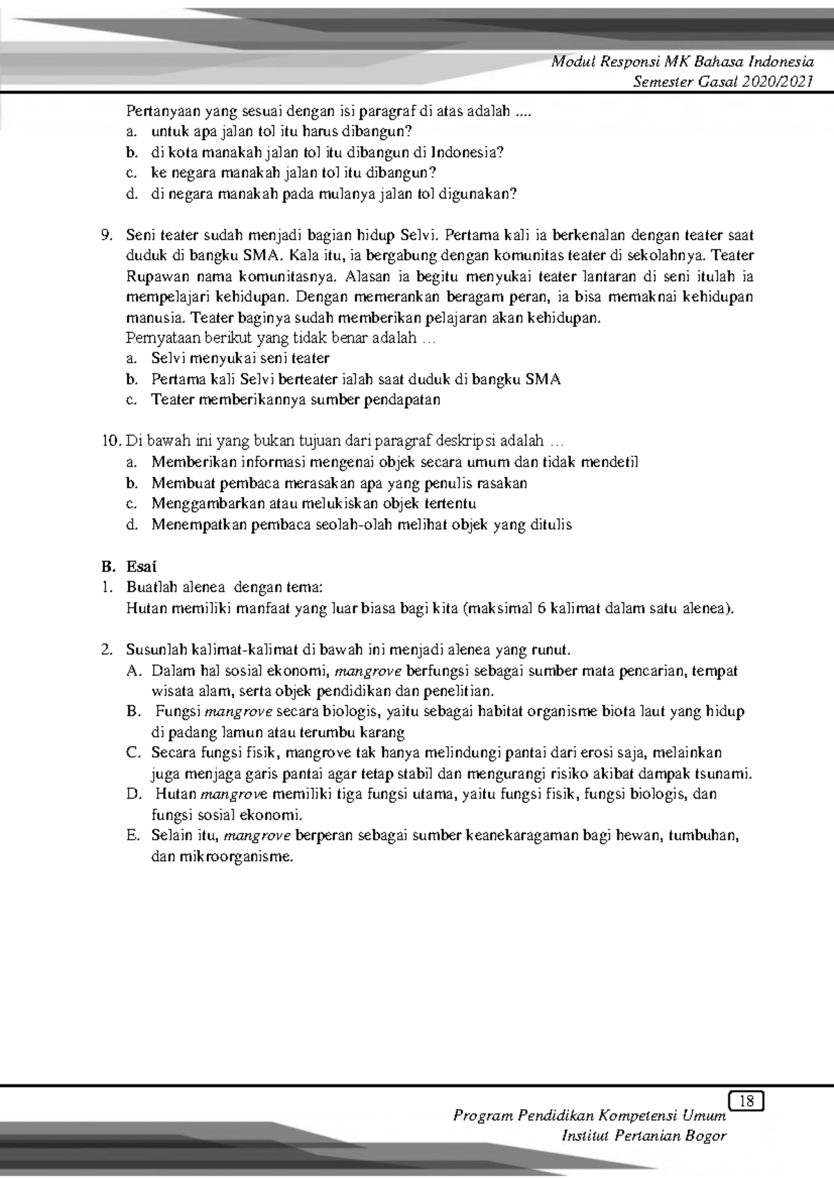 Modul Responsi PPKU Gasal 2020-2021-9 - 18 Modul Responsi MK Bahasa Indonesia Semester Gasal ...