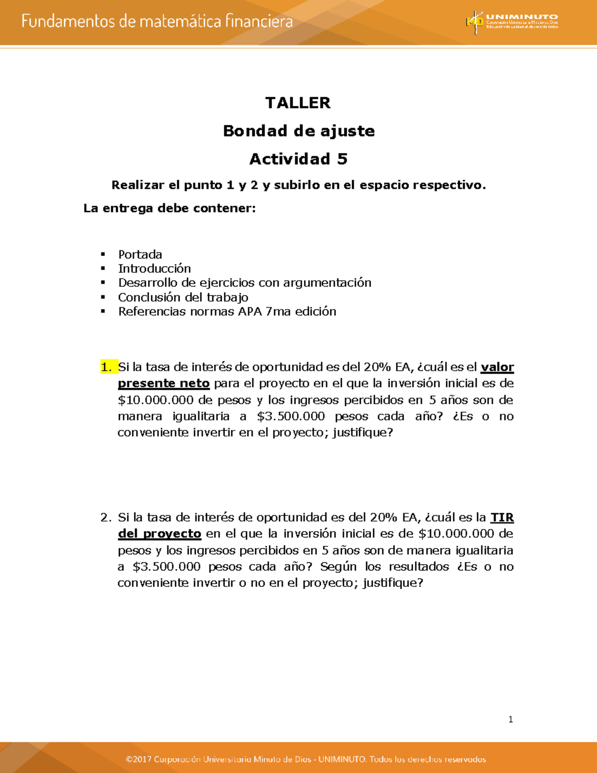 Taller Bondad DE Ajuste ACT 5 Y 6 - 1 TALLER Bondad de ajuste Actividad 5 Realizar el punto 1 y ...