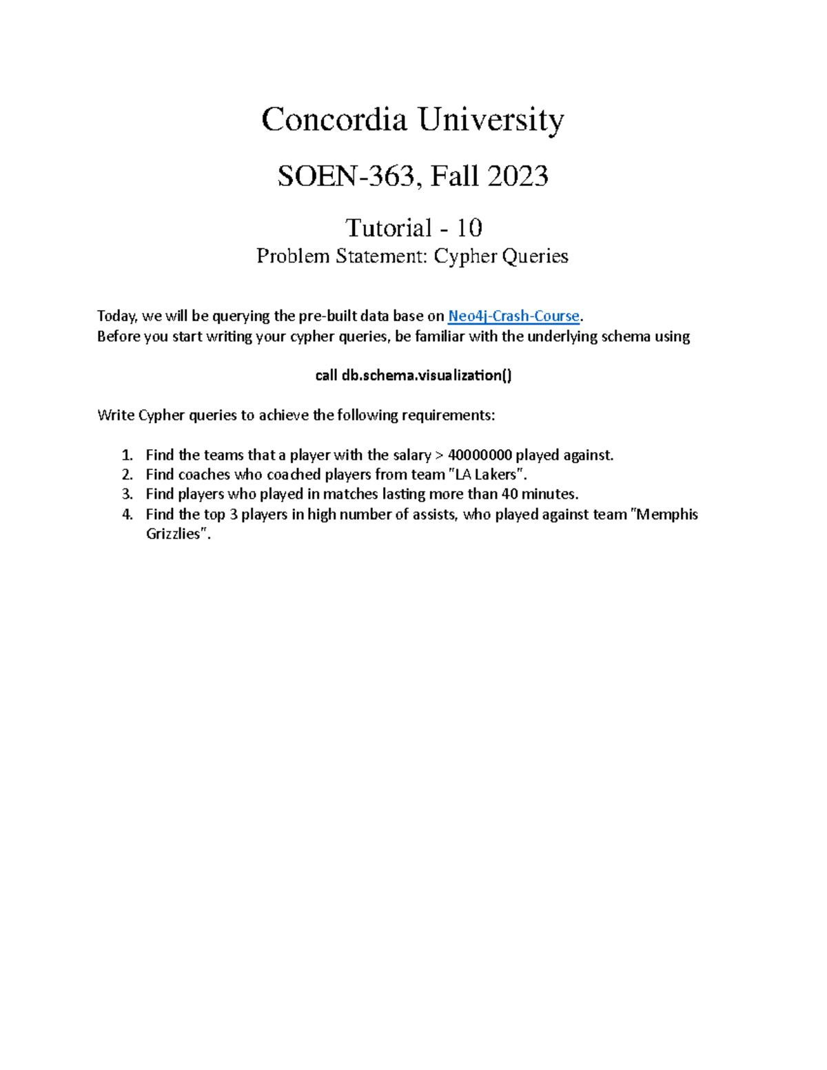 Tut 10 Tutorial 10 Concordia University Soen 363 Fall 2023 Tutorial 10 Problem Statement