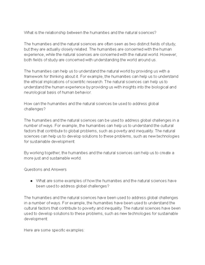 Lecture note for Humanities, Lecture 3 - What is the role of the ...
