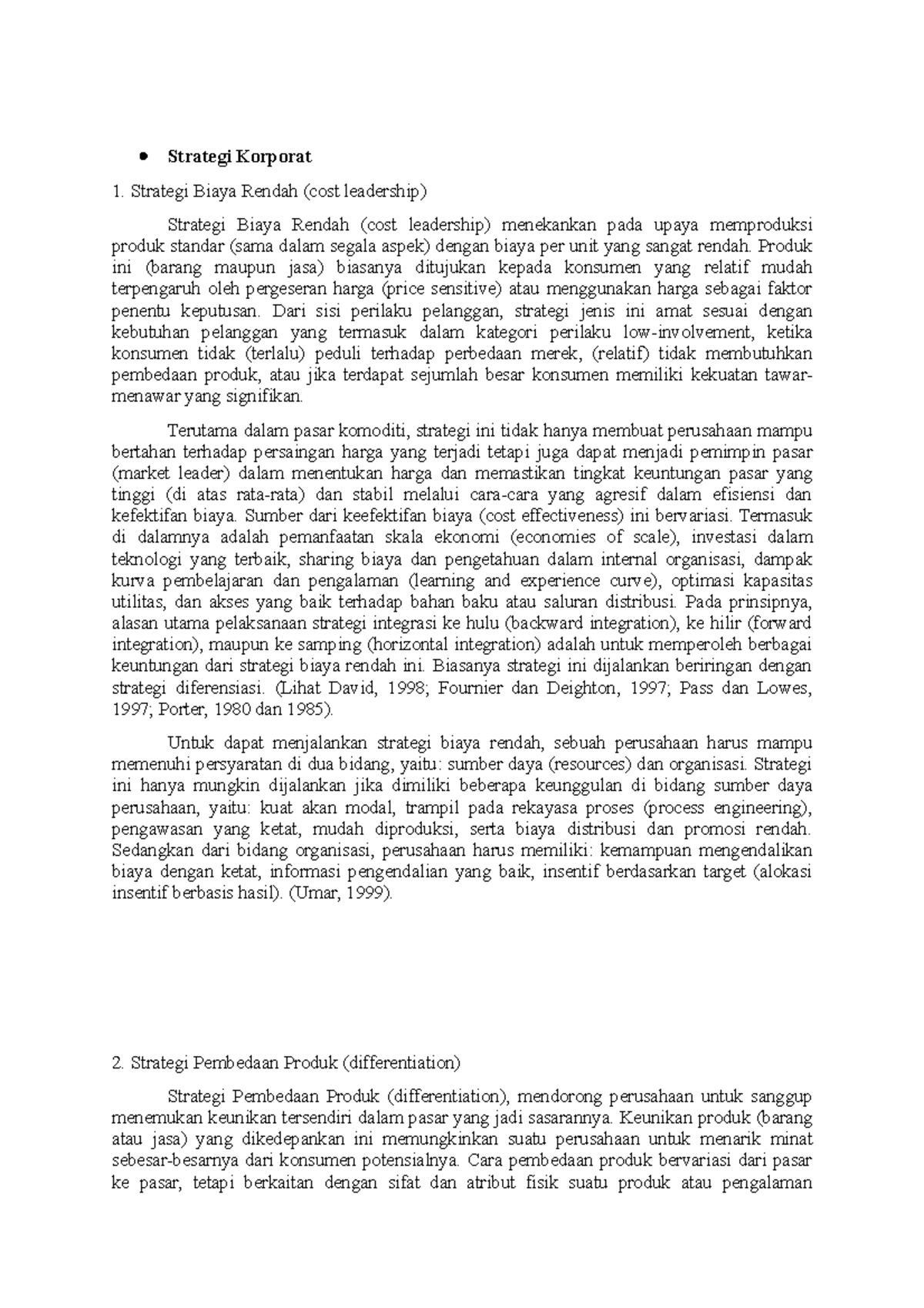 Manajemen bisnis strategi korporat - Strategi Korporat Strategi Biaya ...