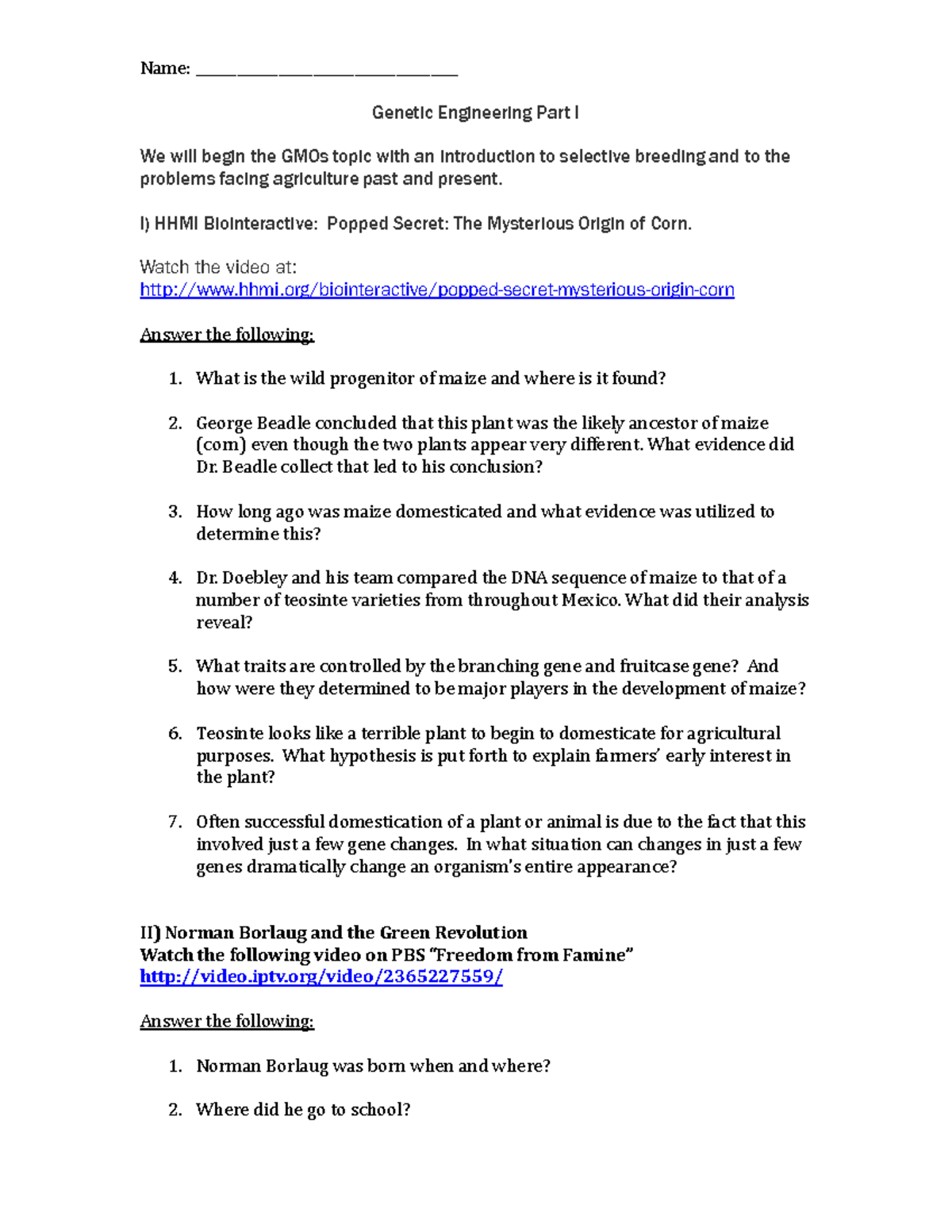 Sydney Mc Williams - AP Bio Genetic Engineering Part I Werner - Genetic ...