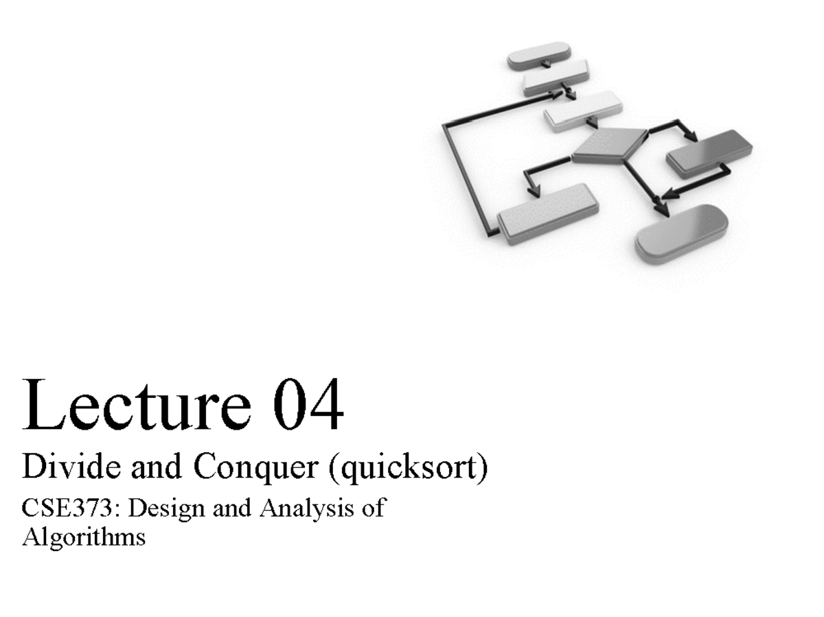 L4 Divide Conquer Part02quicksort Lecture 04 Divide And Conquer