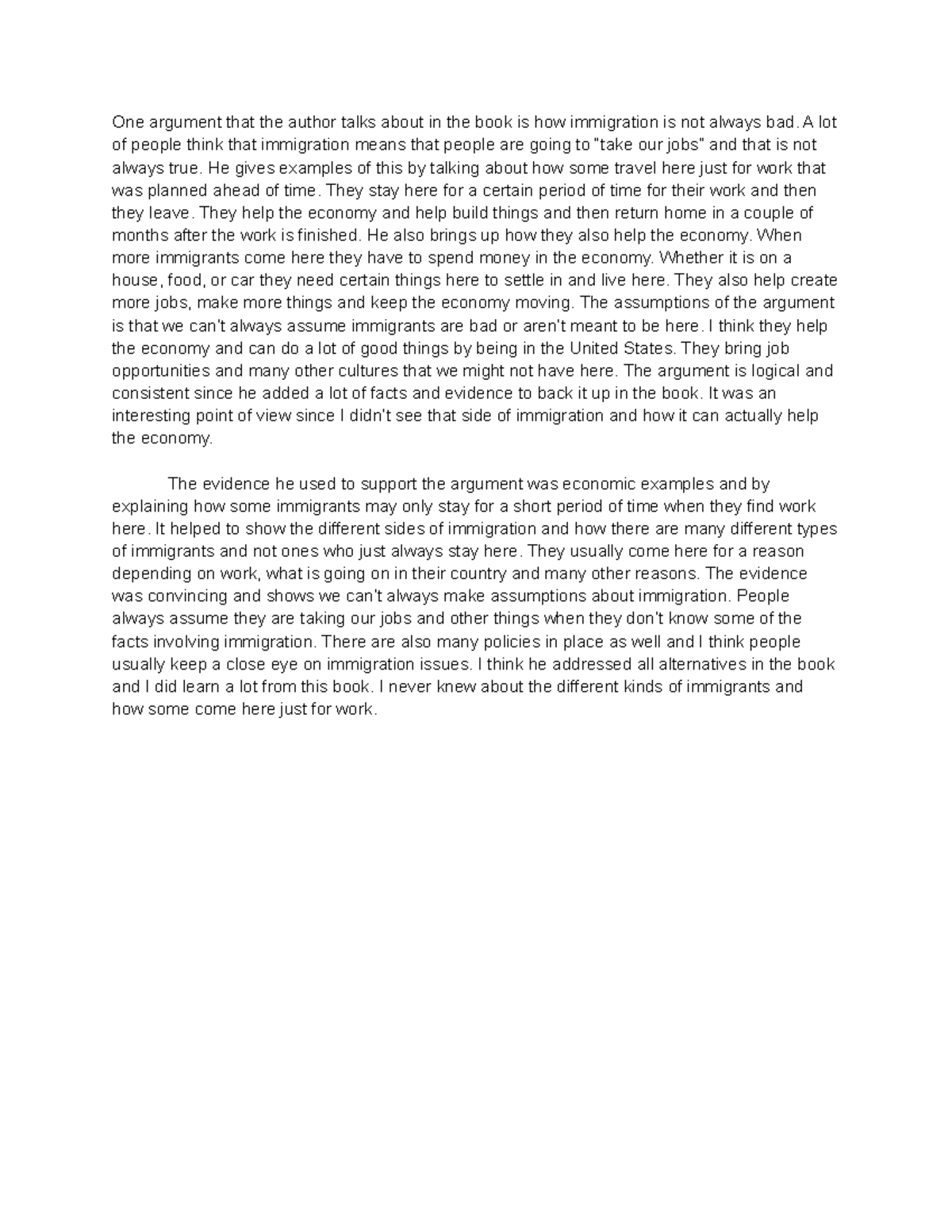 PLS 392 reading response - One argument that the author talks about in ...