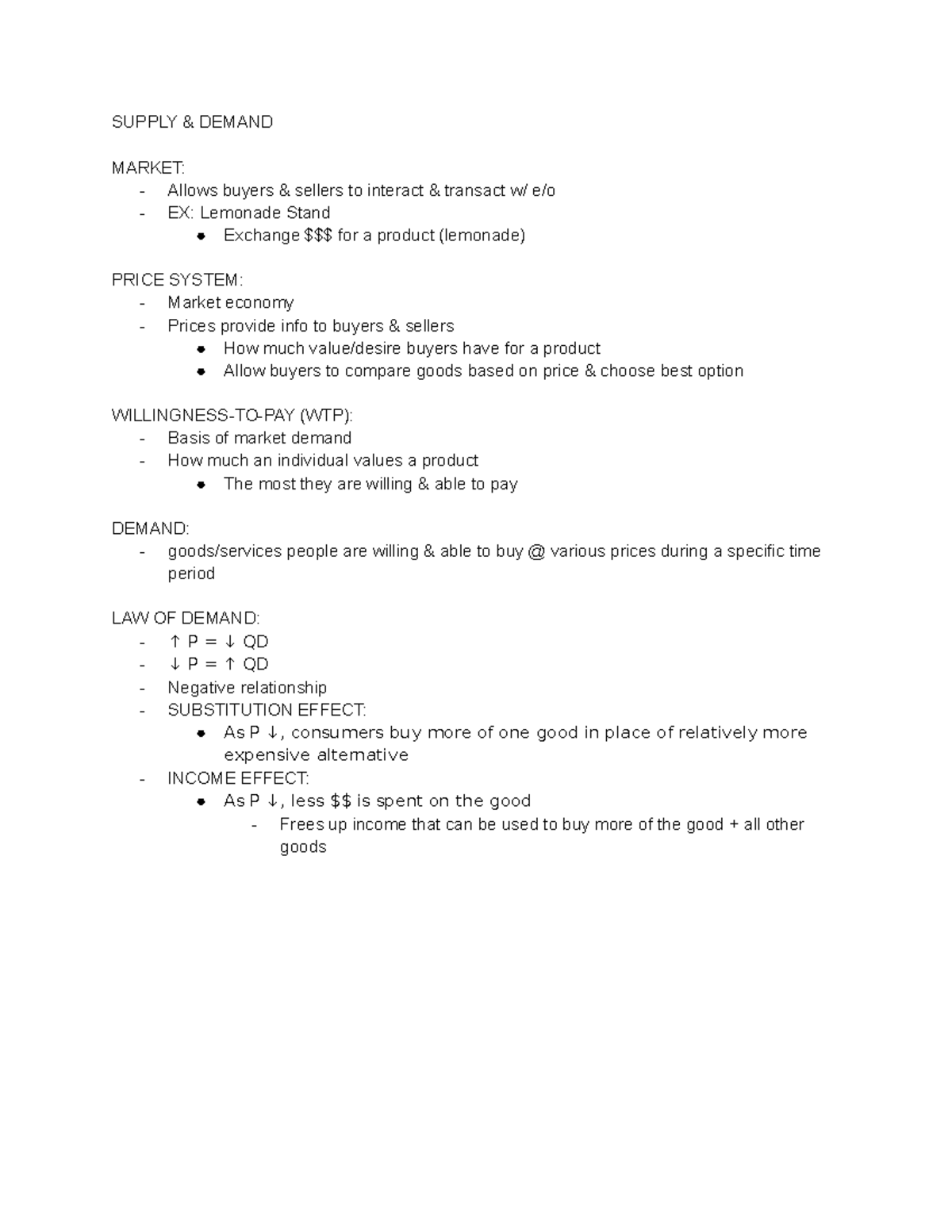 ECON CH3 Study Guide - SUPPLY & DEMAND MARKET: Allows buyers & sellers ...