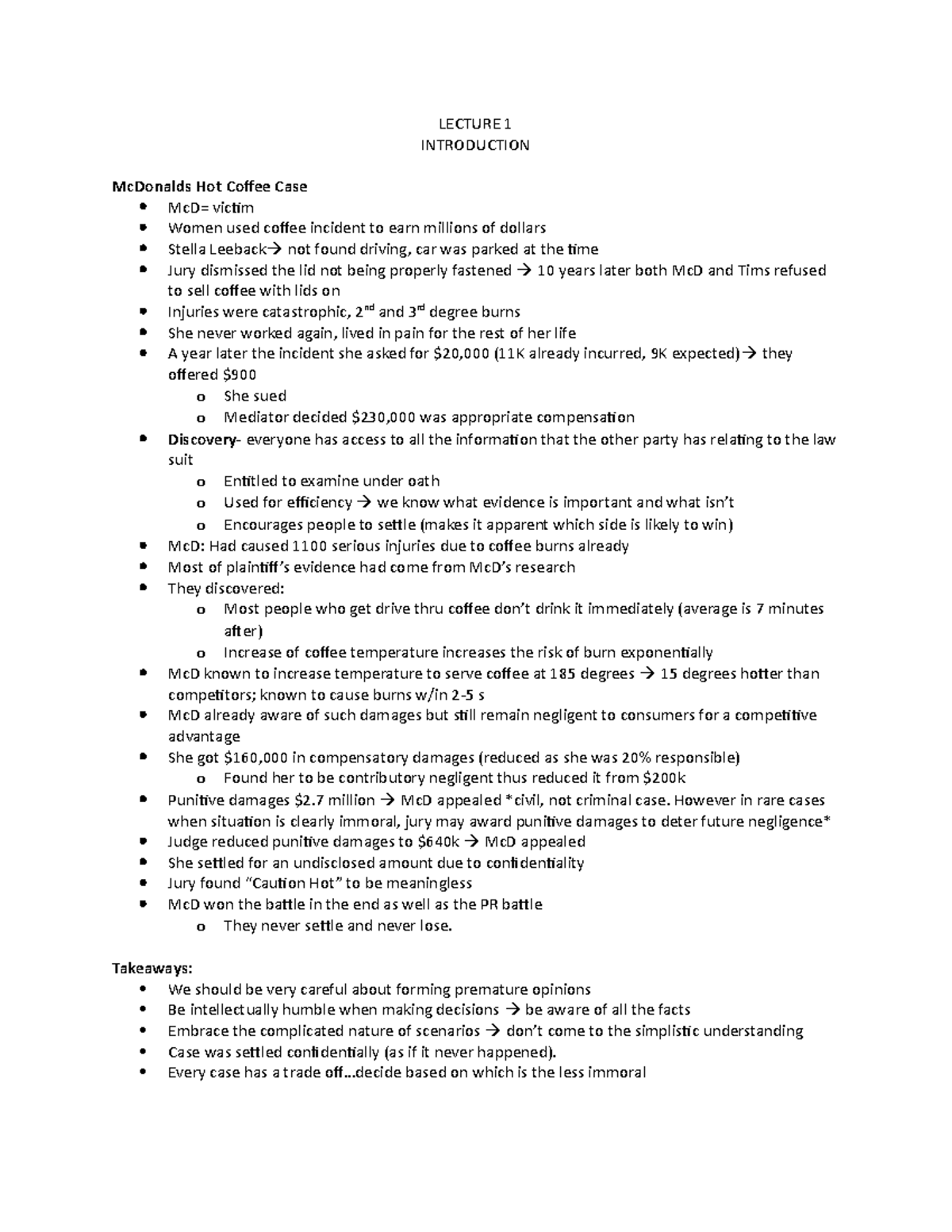 Lecture-1 - intro summary - LECTURE 1 INTRODUCTION McDonalds Hot Coffee ...