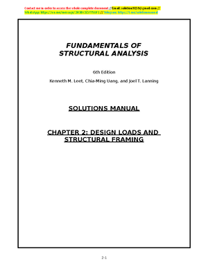 Sample - Solution Manual for Structural Analysis 6th SI by Aslam ...