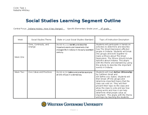 Elementary Social Studies Methods - DWP2 Task 1 - Social Studies ...