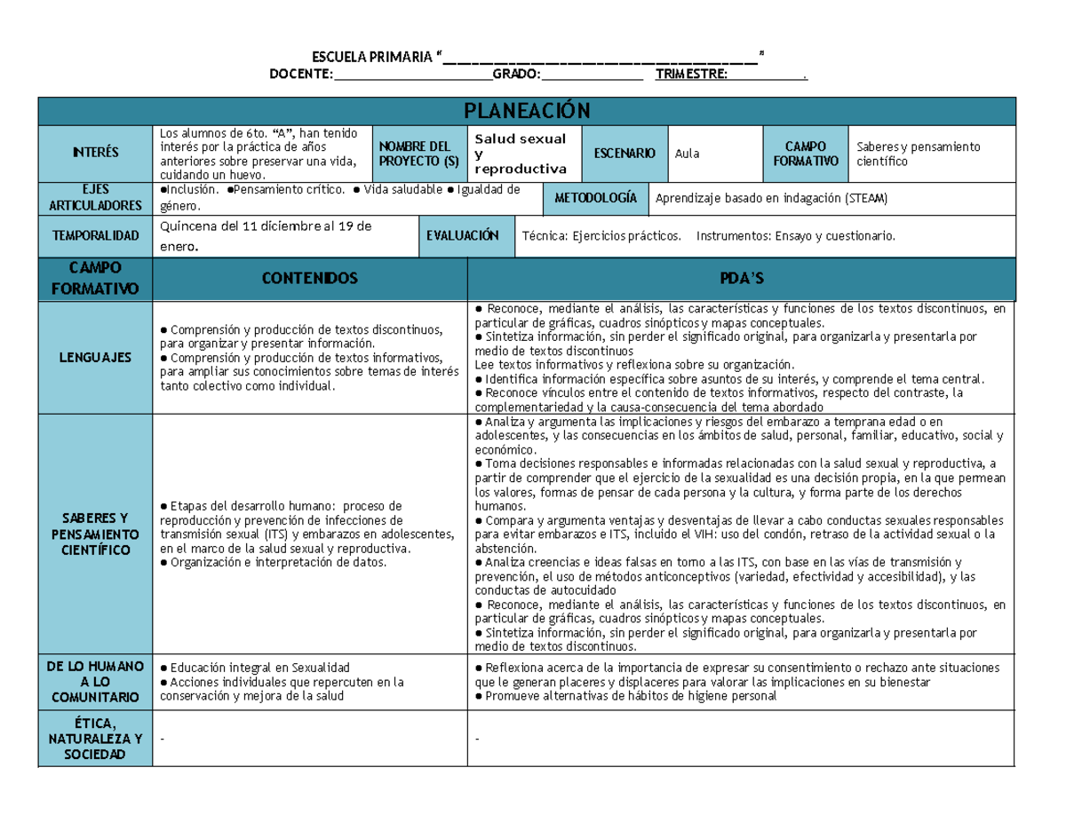 Plan T 2Q1 - copia - ESCUELA PRIMARIA