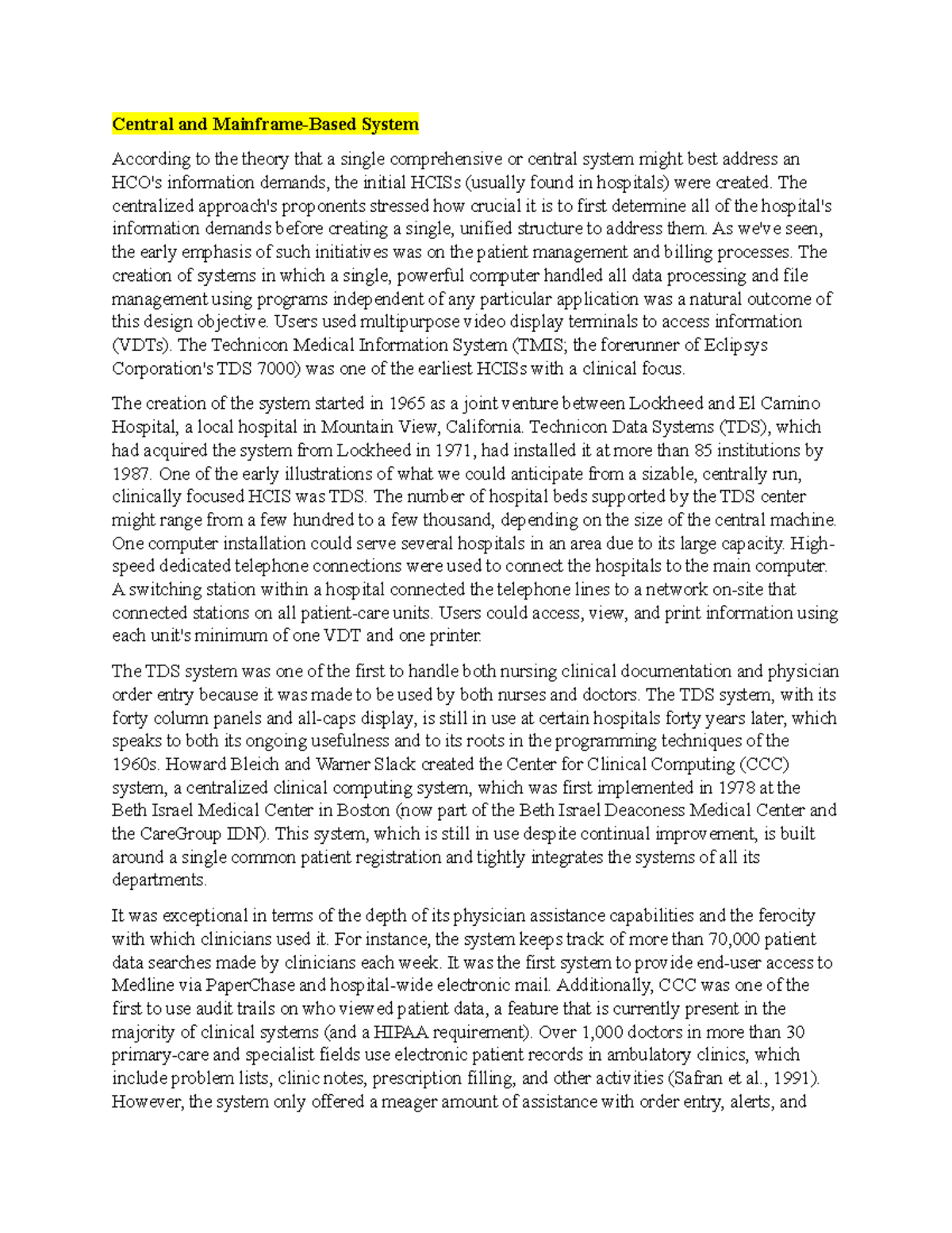 Central and Mainframe-Based Systems - Central and Mainframe-Based ...