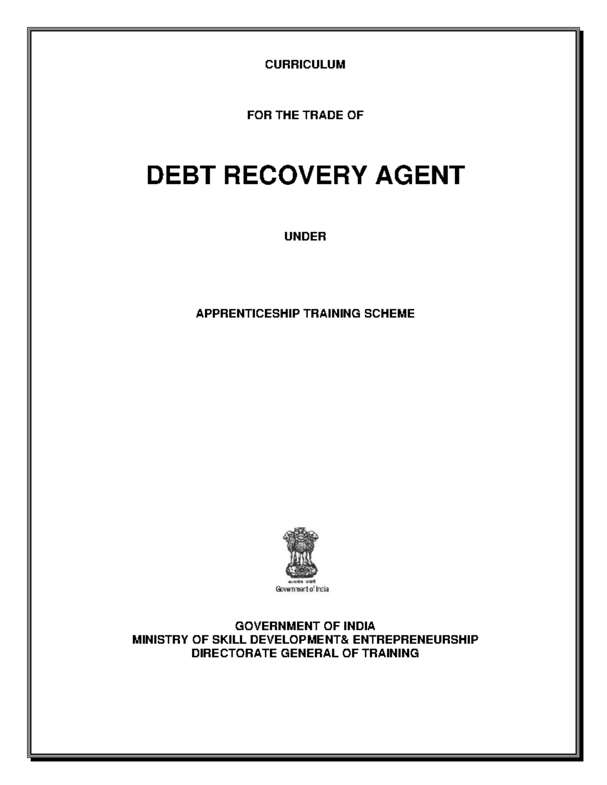 Debt Recovery Agent - CURRICULUM FOR THE TRADE OF DEBT RECOVERY AGENT ...