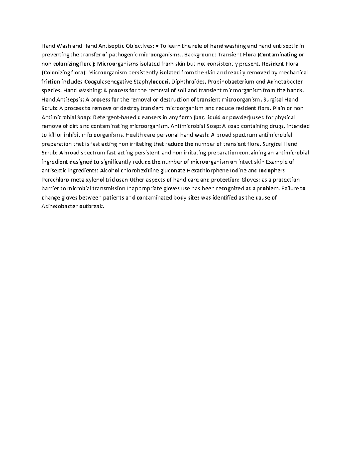 Hand wash method - Hand Wash and Hand Antiseptic Objectives: • To learn ...