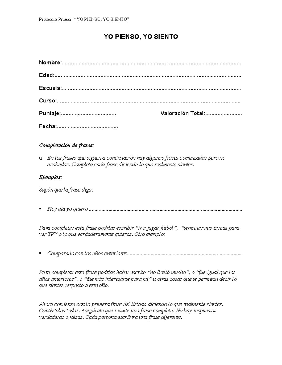 Yo pienso, Yo siento - YO PIENSO, YO SIENTO - Studocu