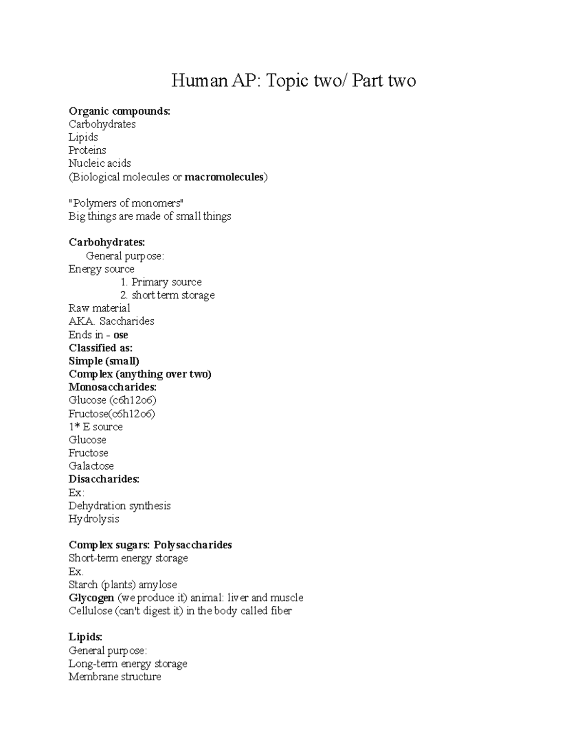 Human AP topic two part two - Human AP: Topic two/ Part two Organic ...