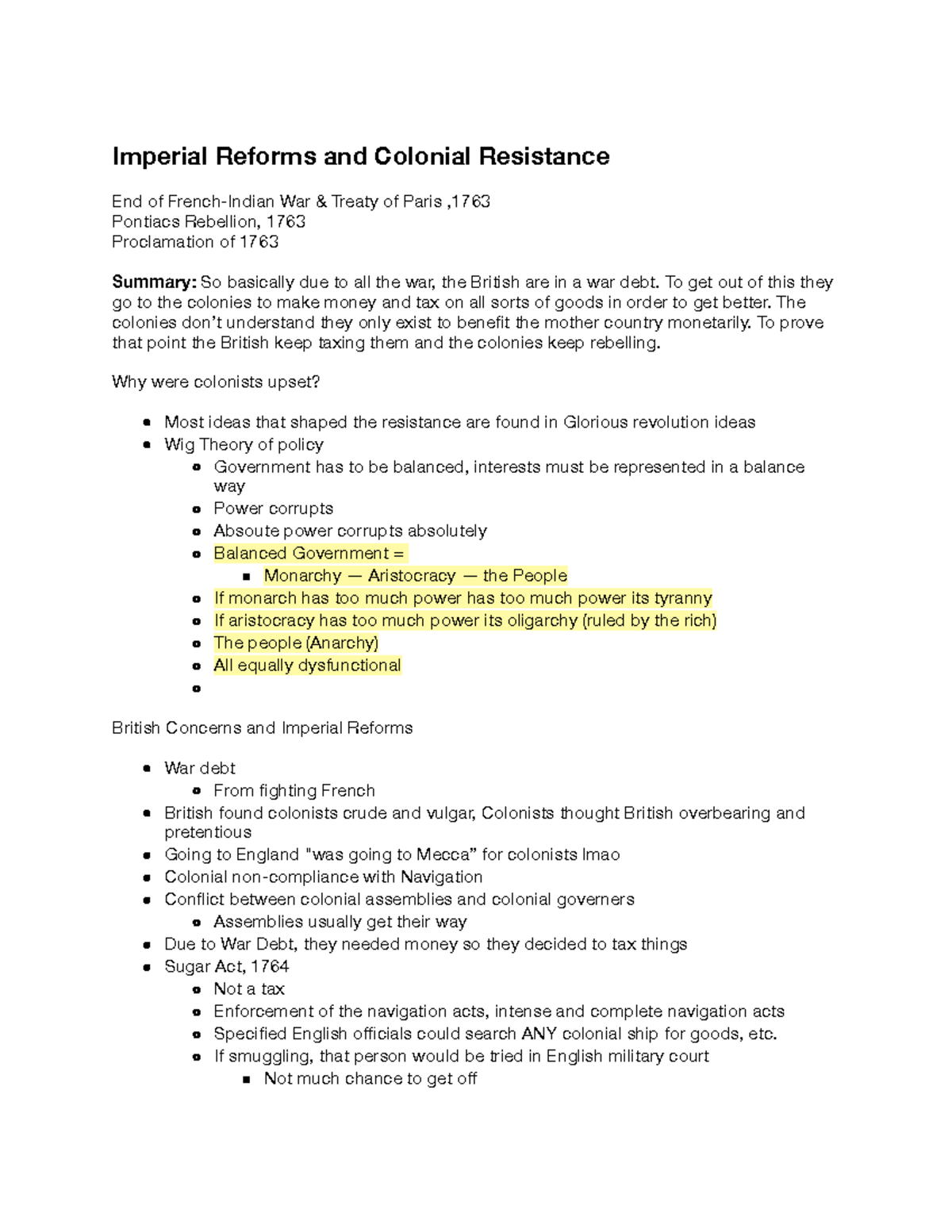 Imperial Reforms and Colonial Resistance - To get out of this they go ...