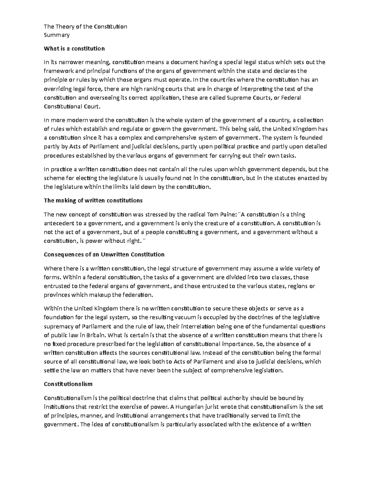 Theory of the constitution summary - The Theory of the Constitution ...