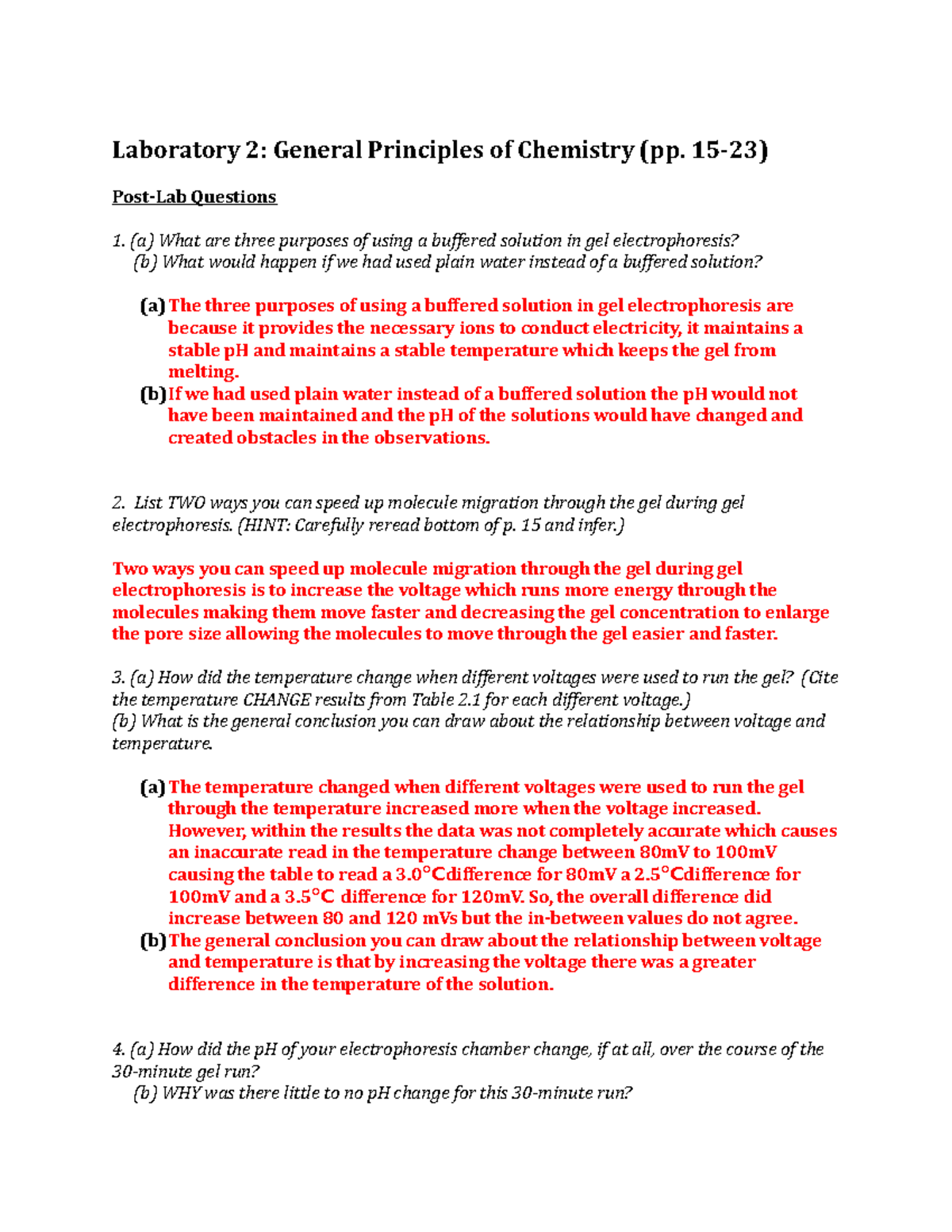 Laboratory 2: General Principles of Chemistry (pp. 15-23) - 15-23) Post ...