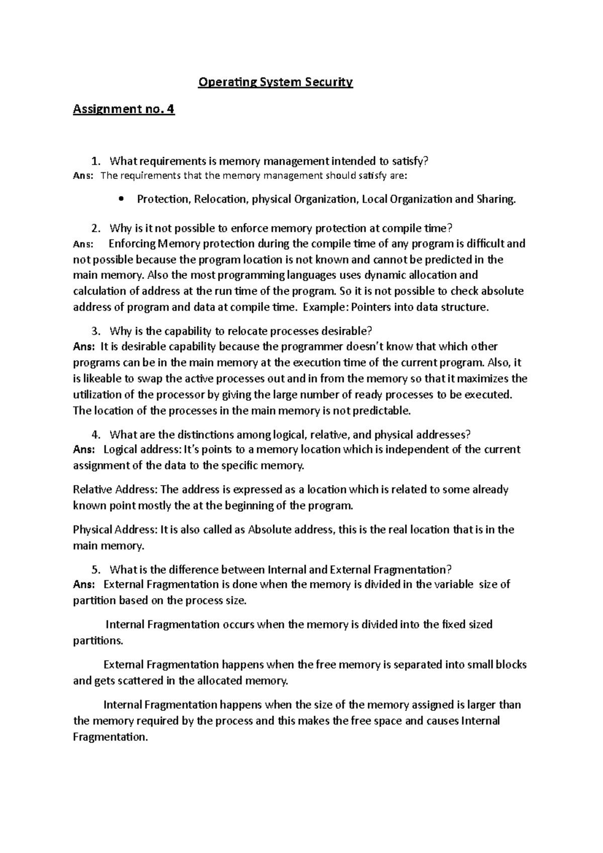 Operating System Security - Operating System Security Assignment no. 4 ...